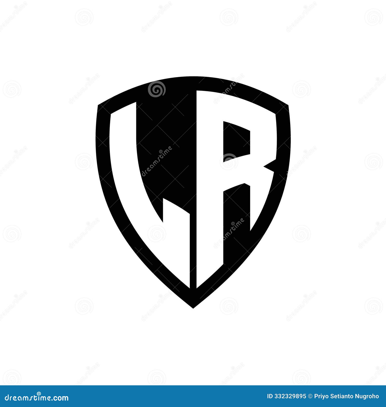 LR Monogram Logo with Bold Letters Shield Shape with Black and White ...