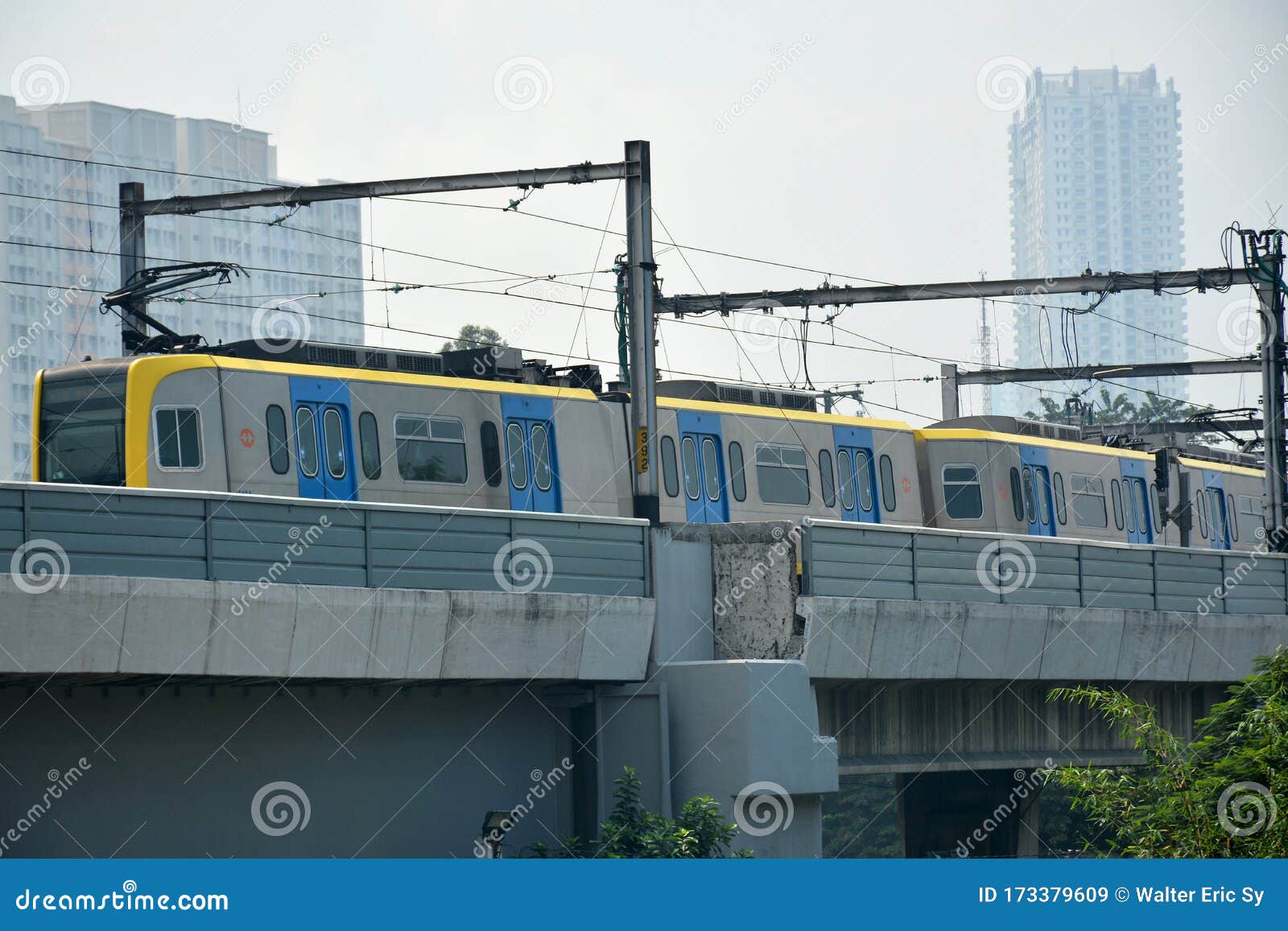 LRT Light Rail Transit Bridge with Train in Manila, Philippines ...