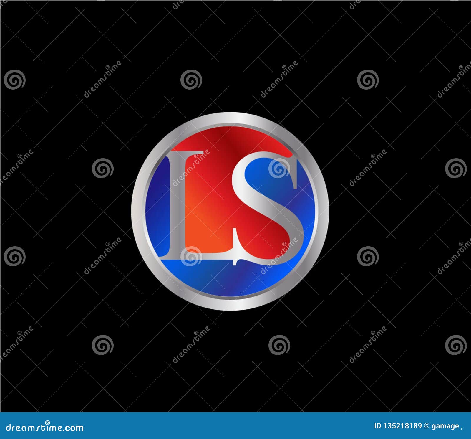 LS Initial Circle Shape Red Blue Silver Color Later Logo Design Stock ...