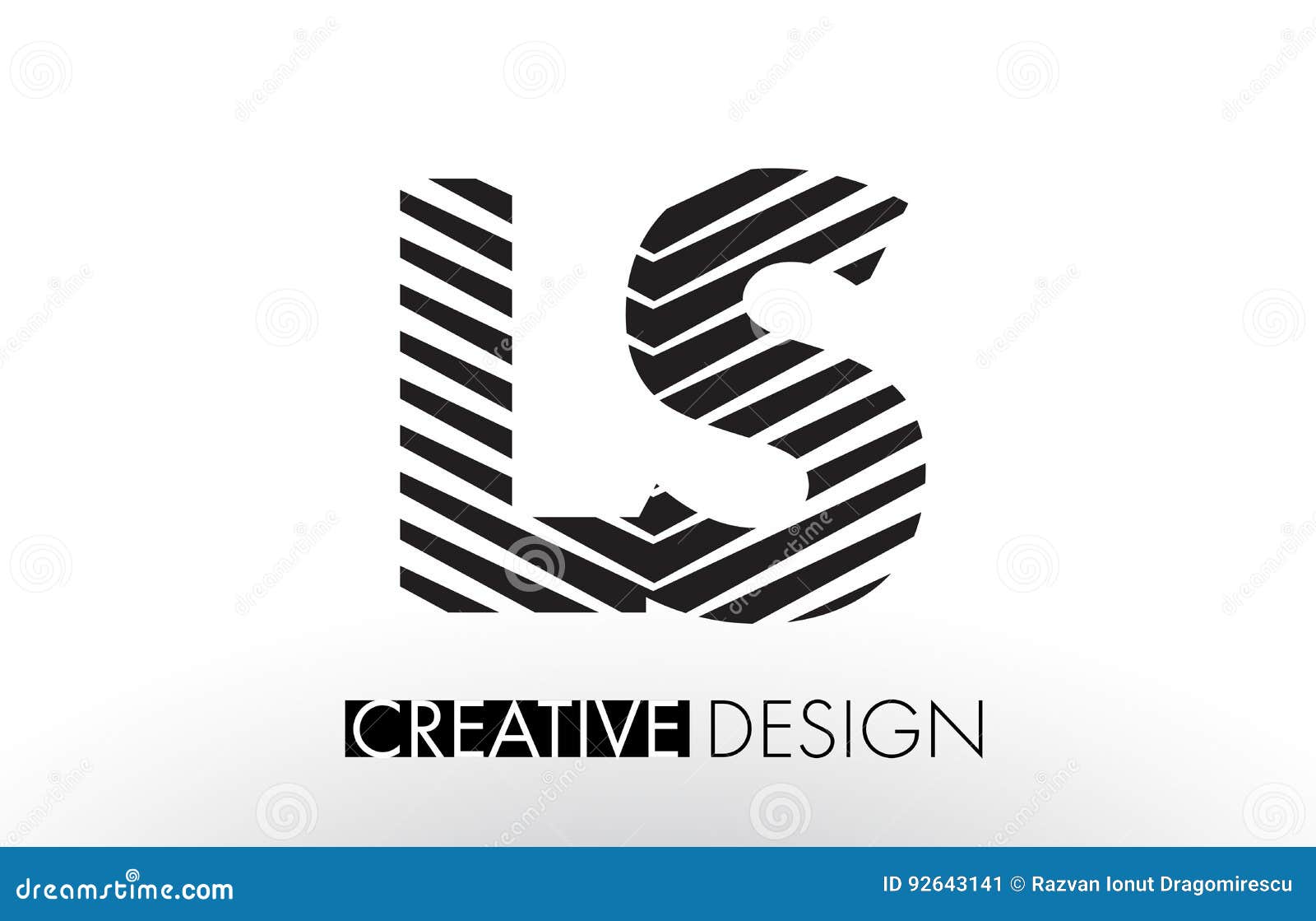 LS L S Lines Letter Design with Creative Elegant Zebra Stock Vector ...