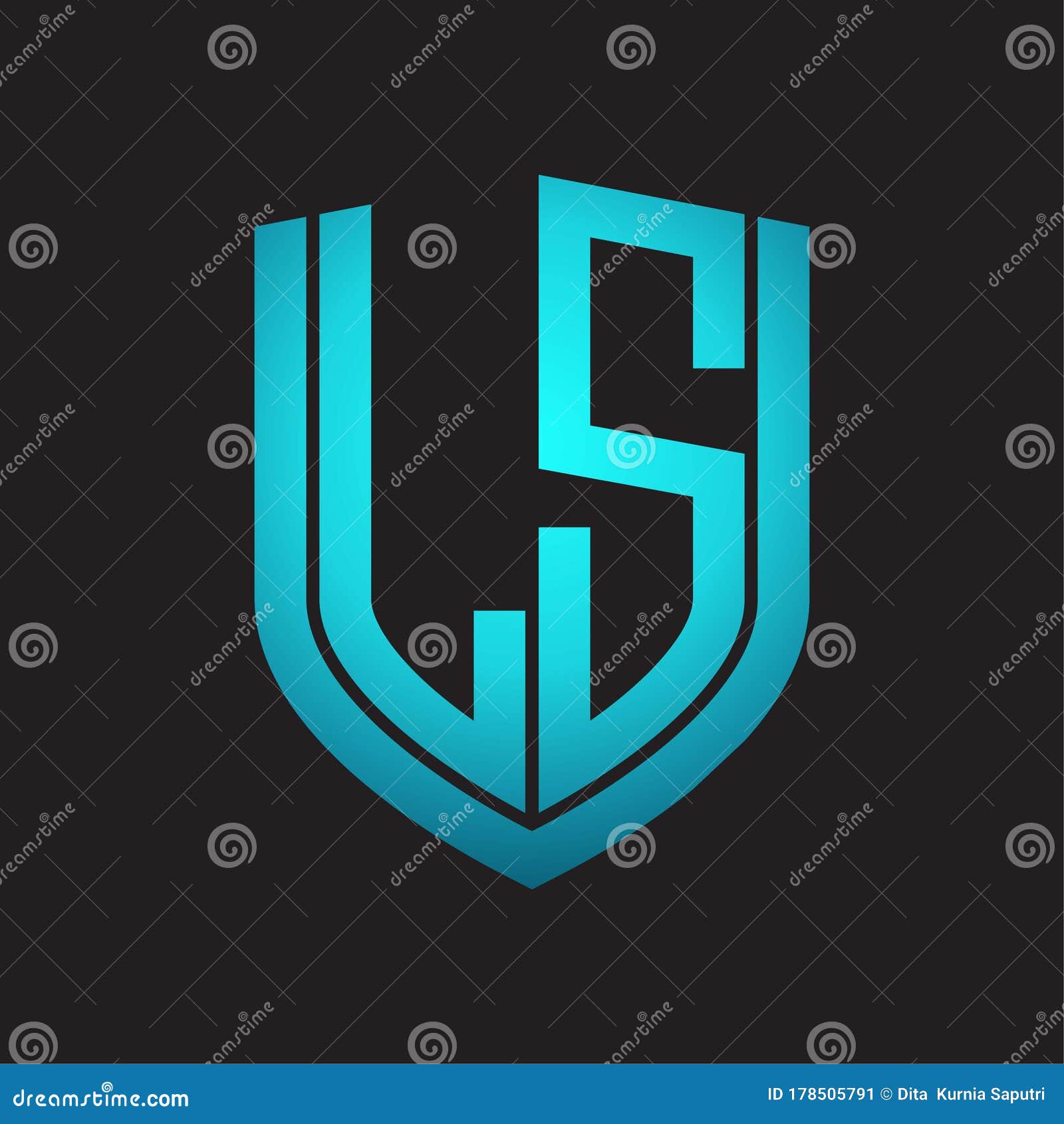 LS Logo Monogram with Emblem Shield Design Isolated with Blue Colors on ...