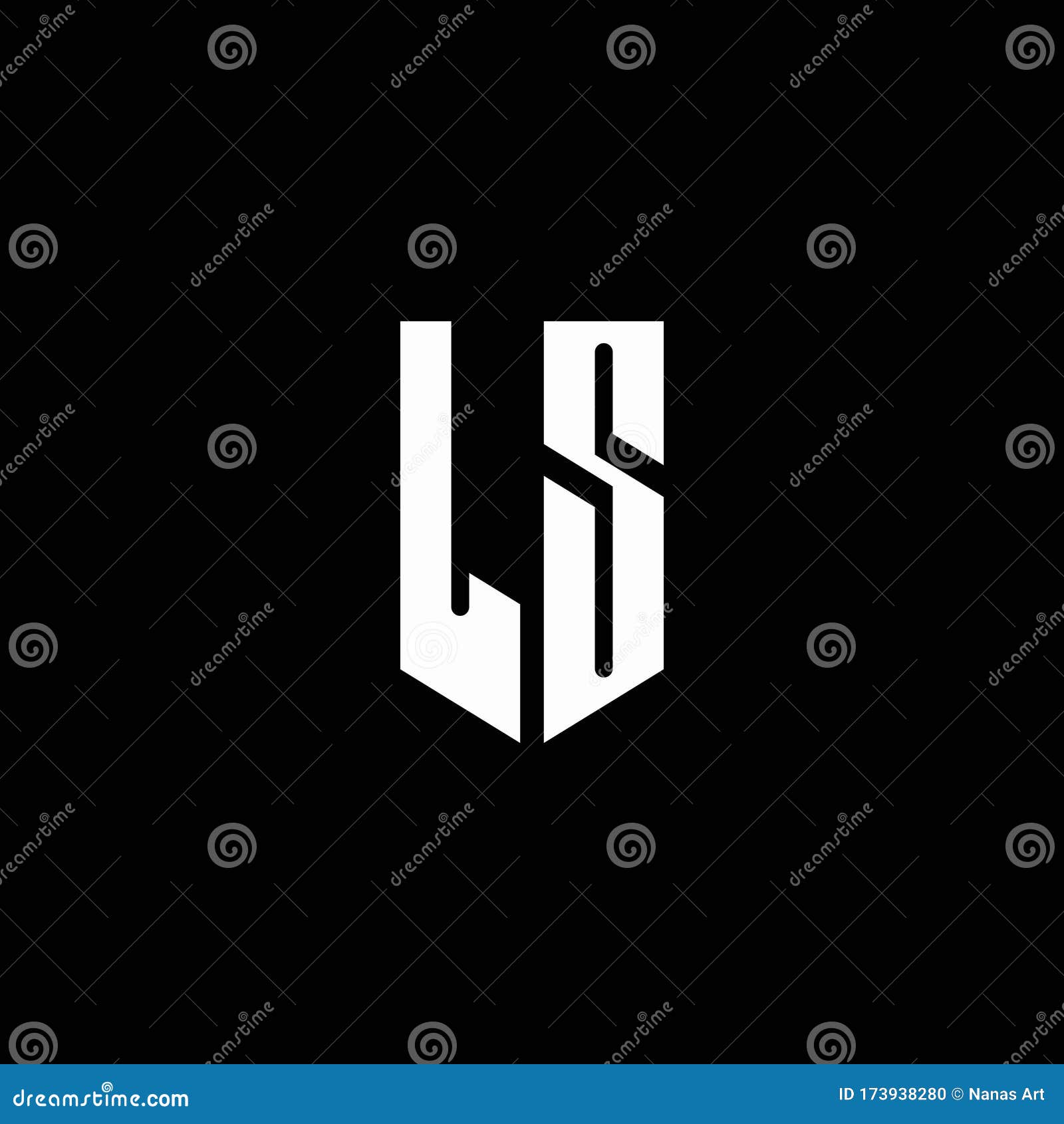 LS Logo Monogram with Emblem Style Isolated on Black Background Stock ...