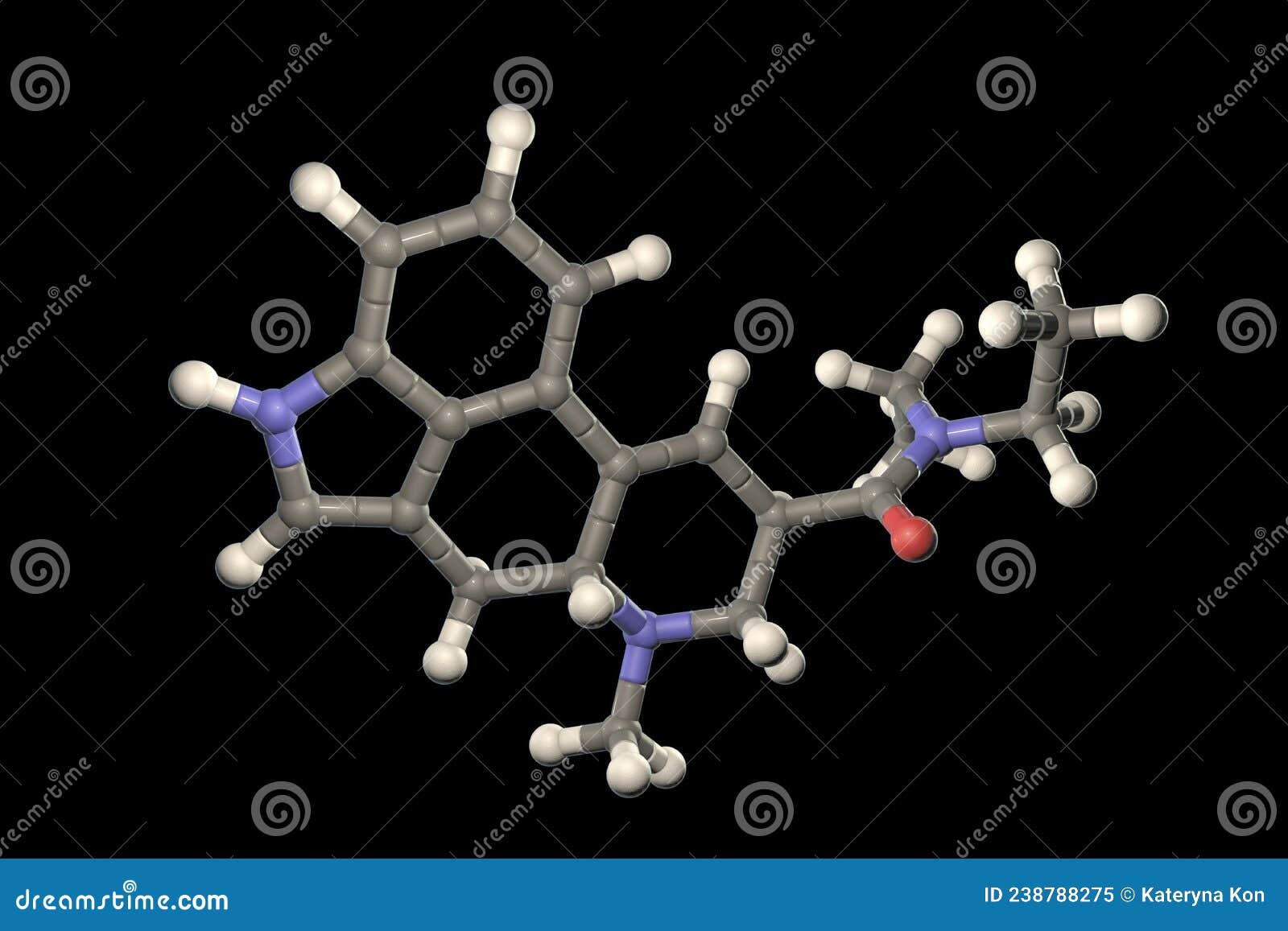 LSD Molecule, 3D Illustration Stock Illustration - Illustration of drug ...