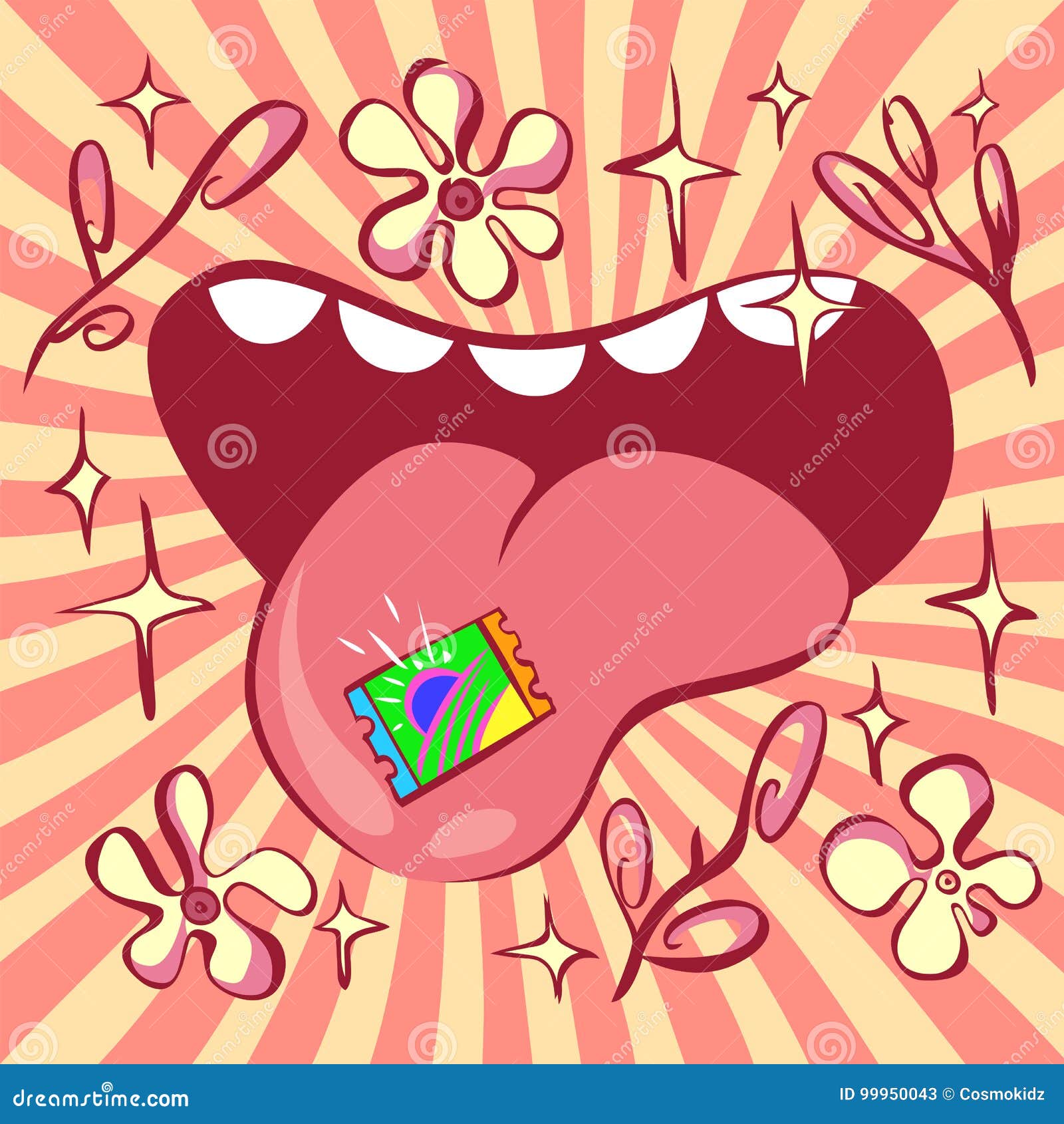 LSD, Acid Mark On Tongue. Vector Modern | CartoonDealer.com #107254433