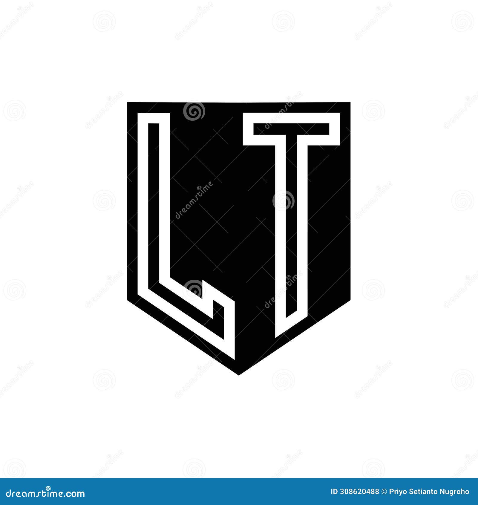 LT Logo Monogram Shield Geometric White Line Inside Black Shield Color ...