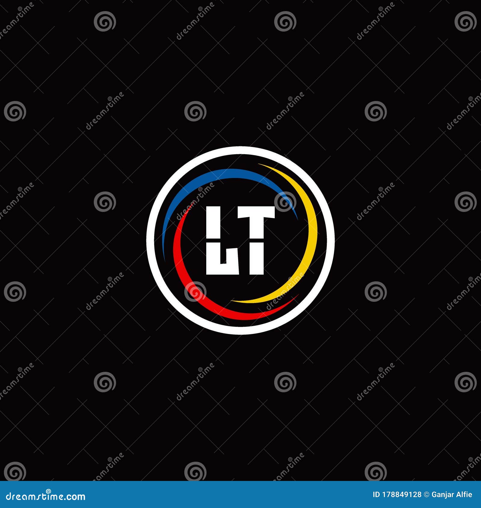 LT Monogram Logo Isolated on Circle Shape with 3 Slash Colors Rounded ...