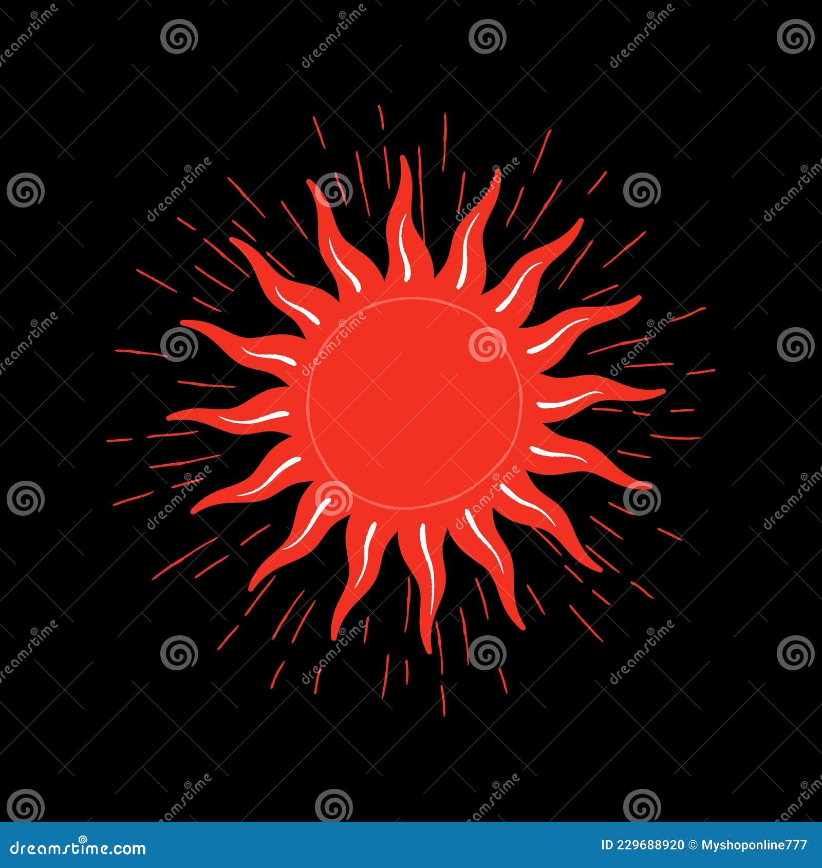 Hot Red Sun on Black Background Illustration Stock Illustration ...