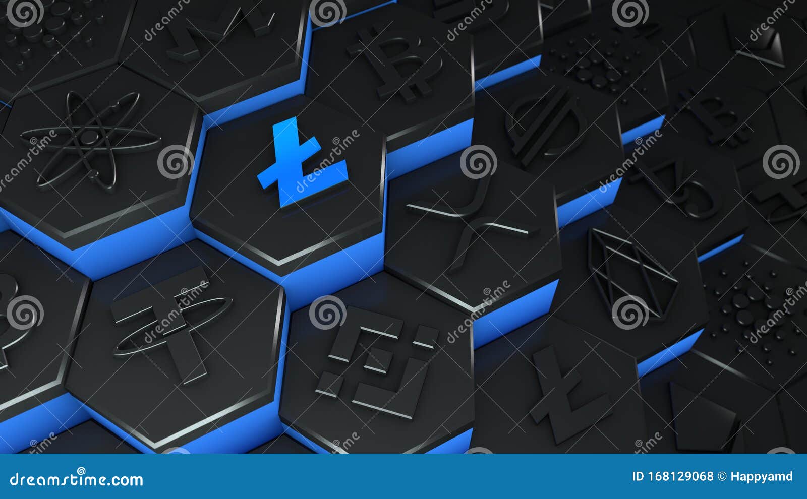 LTC Litecoin Abstract Cryptocurrency with Blockchain Network Connection ...