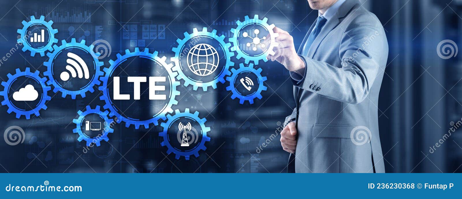 LTE Mobile and Telecommunication Technology Concept on Virtual Screen ...