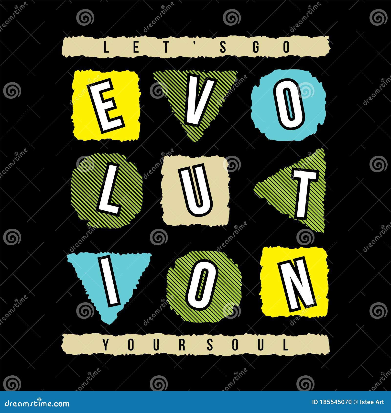 Ltet`s Go Evolution Yourself Slogan Graphic Vector Denim Vintage Stock ...