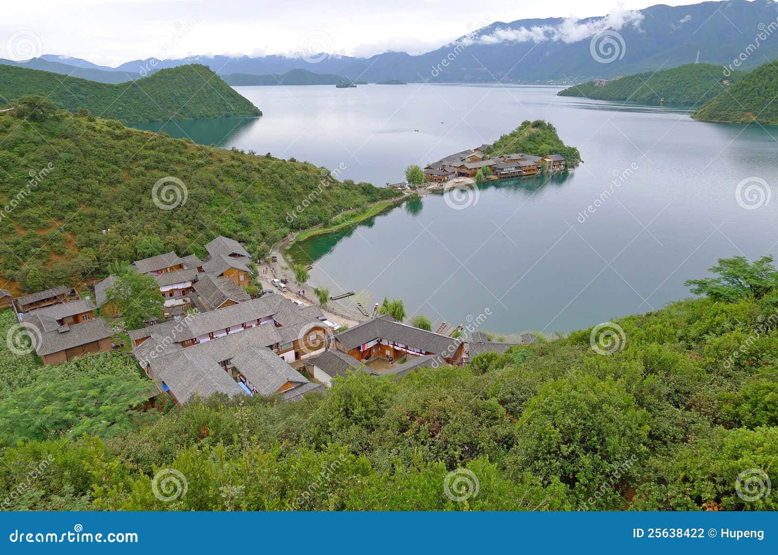 Lu gu lake stock photo. Image of destination, green, hills - 25638422