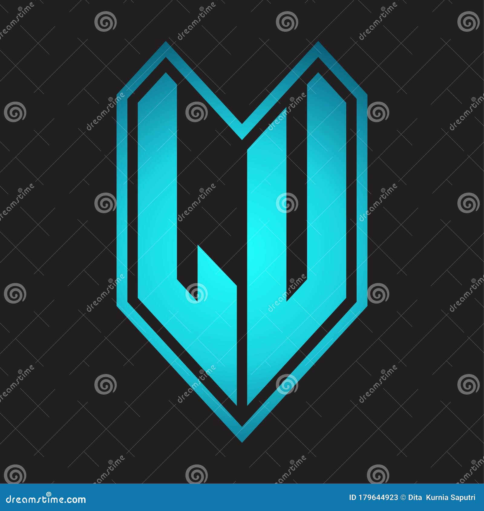 LU Logo Monogram with Emblem Line Style Isolated on Blue Gradient ...