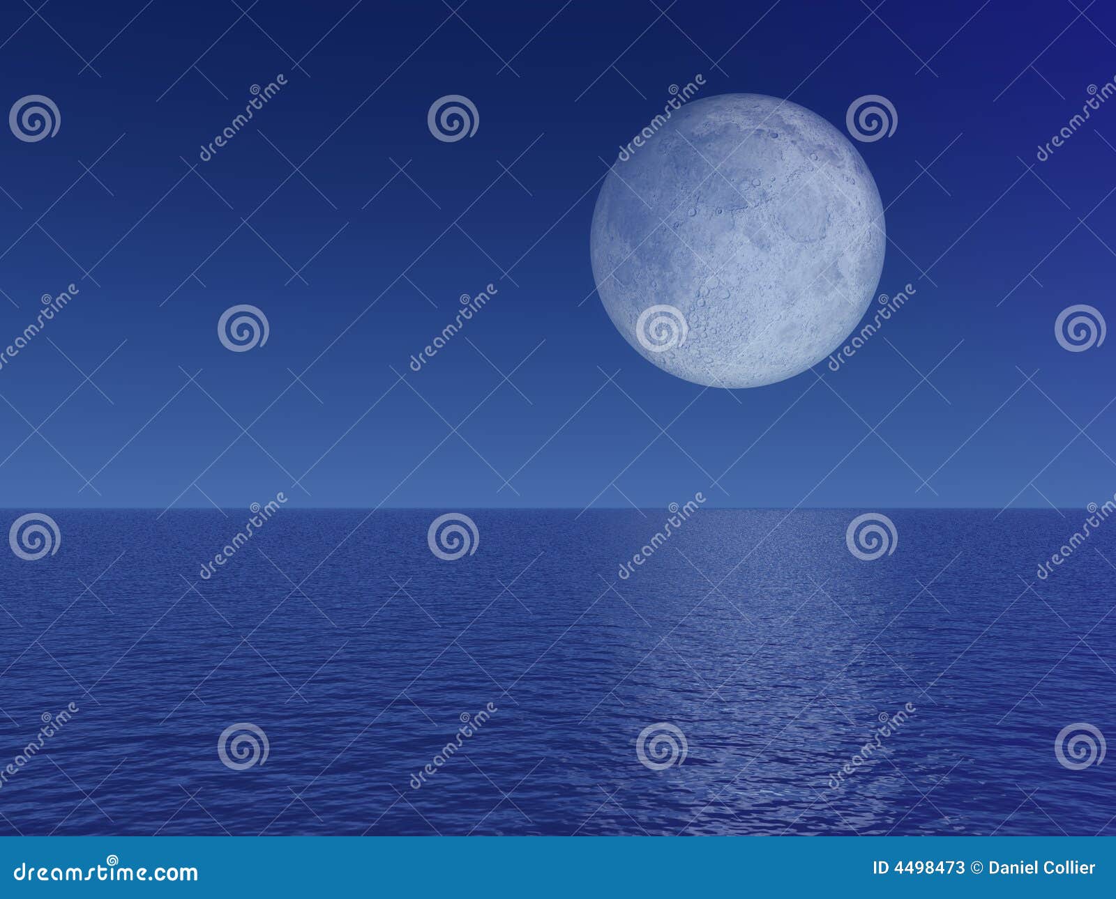 Lua Cheia Da Noite Sobre O Mar Ilustração Stock - Ilustração de céu ...