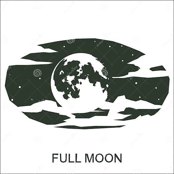 Lua Cheia Da Silhueta Do Vetor Ilustração do Vetor - Ilustração de ...