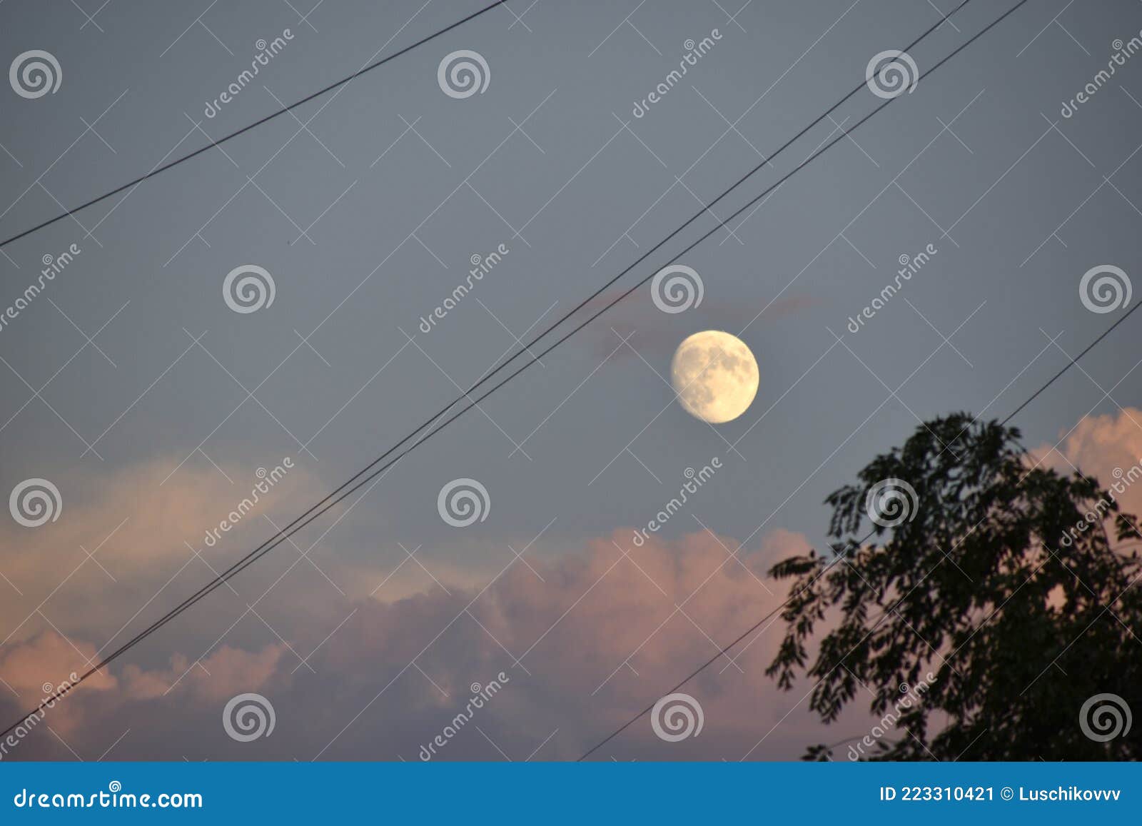 Lua Cheia E Nuvens No Final Da Noite Imagem de Stock - Imagem de ...