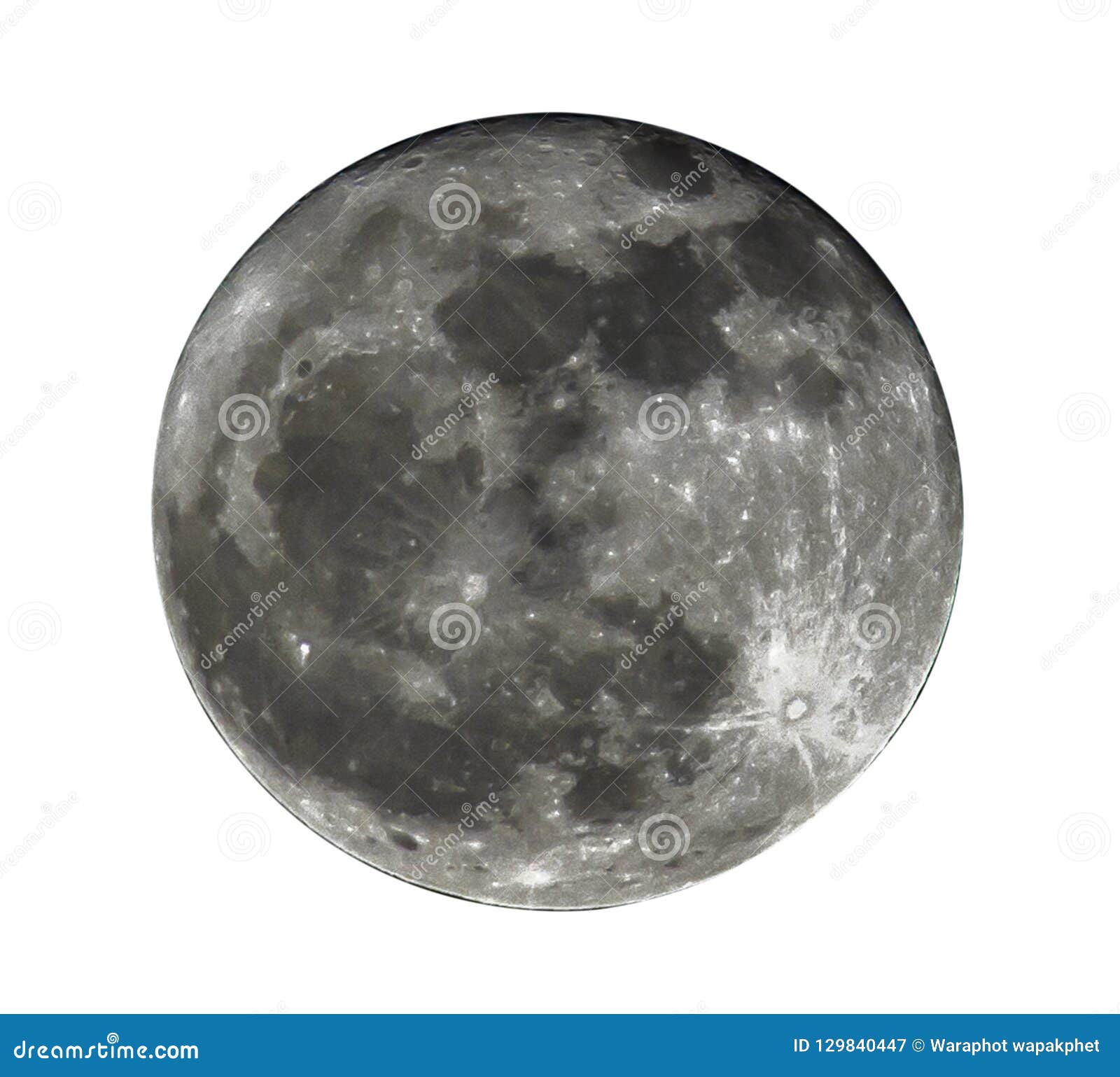 Lua Cheia Isolada No Fundo Branco, Trajetos De Grampeamento Imagem de ...