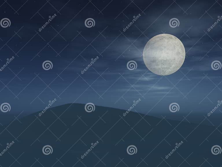 Lua cheia sobre o deserto ilustração stock. Ilustração de azul - 6959745