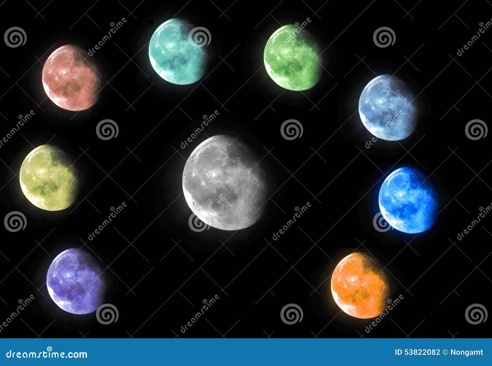 Lua Colorida Na Noite Escura Foto de Stock - Imagem de preto, entalhe ...