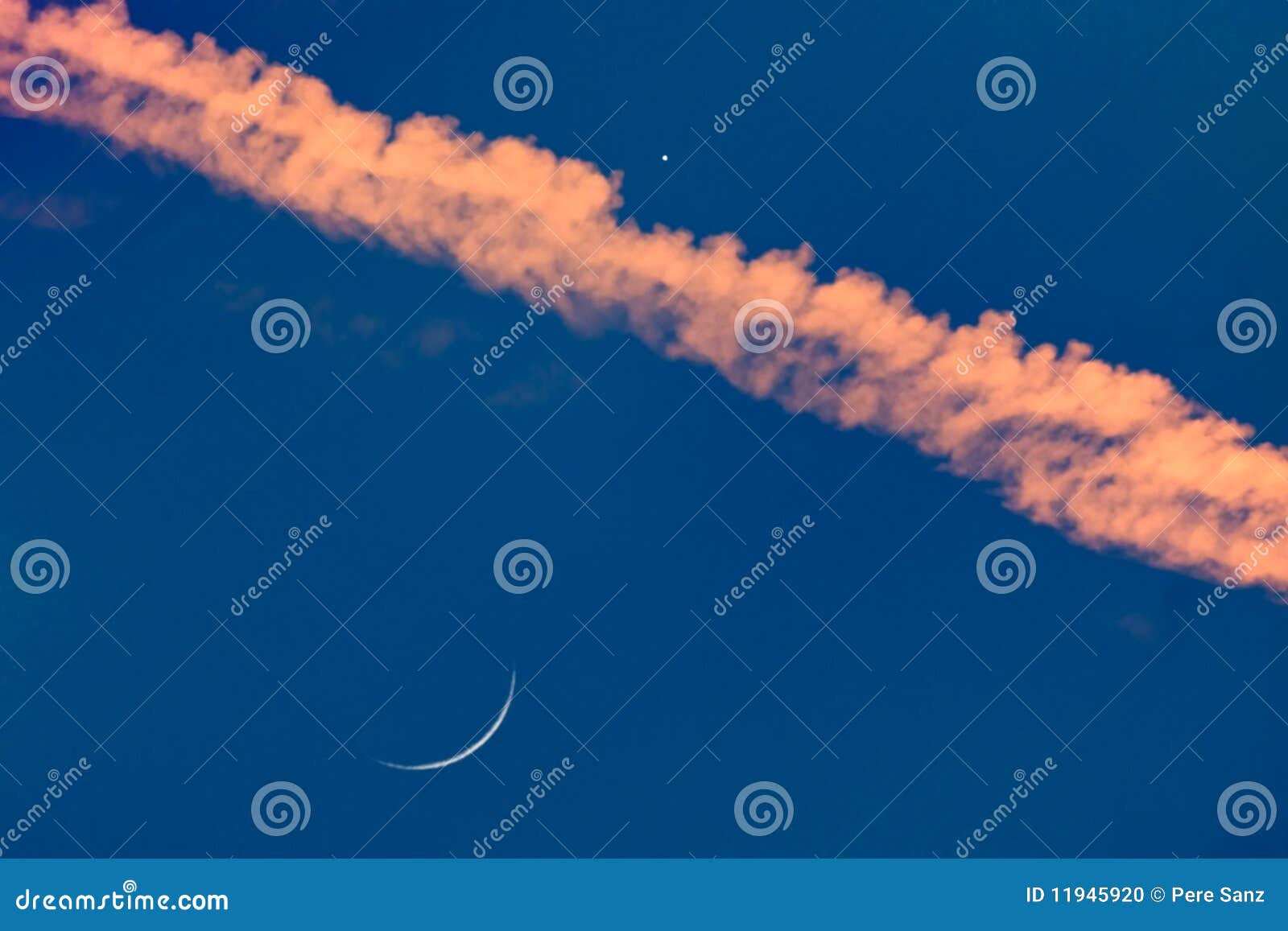 Lua E Venus Crescentes Finos Foto de Stock - Imagem de daylight, jato ...