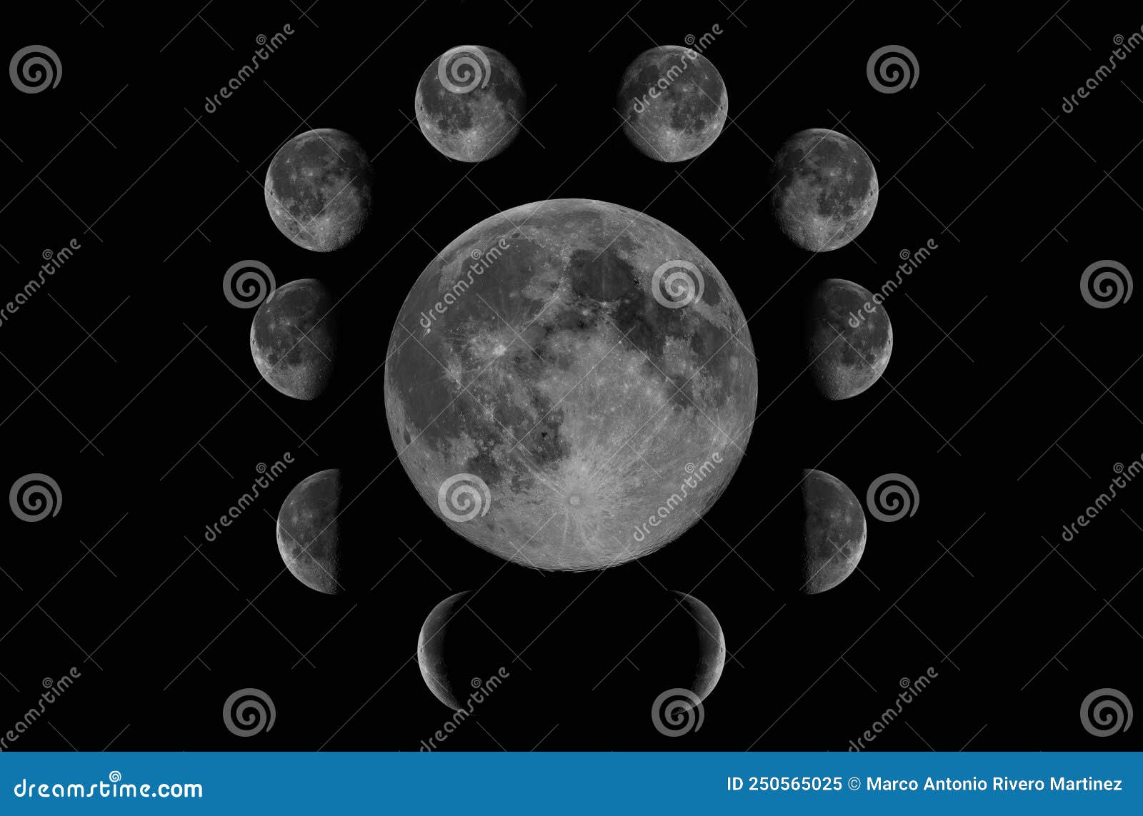 Lua Grande E Cheia Em Todas As Suas Fases Ilustração Stock - Ilustração ...