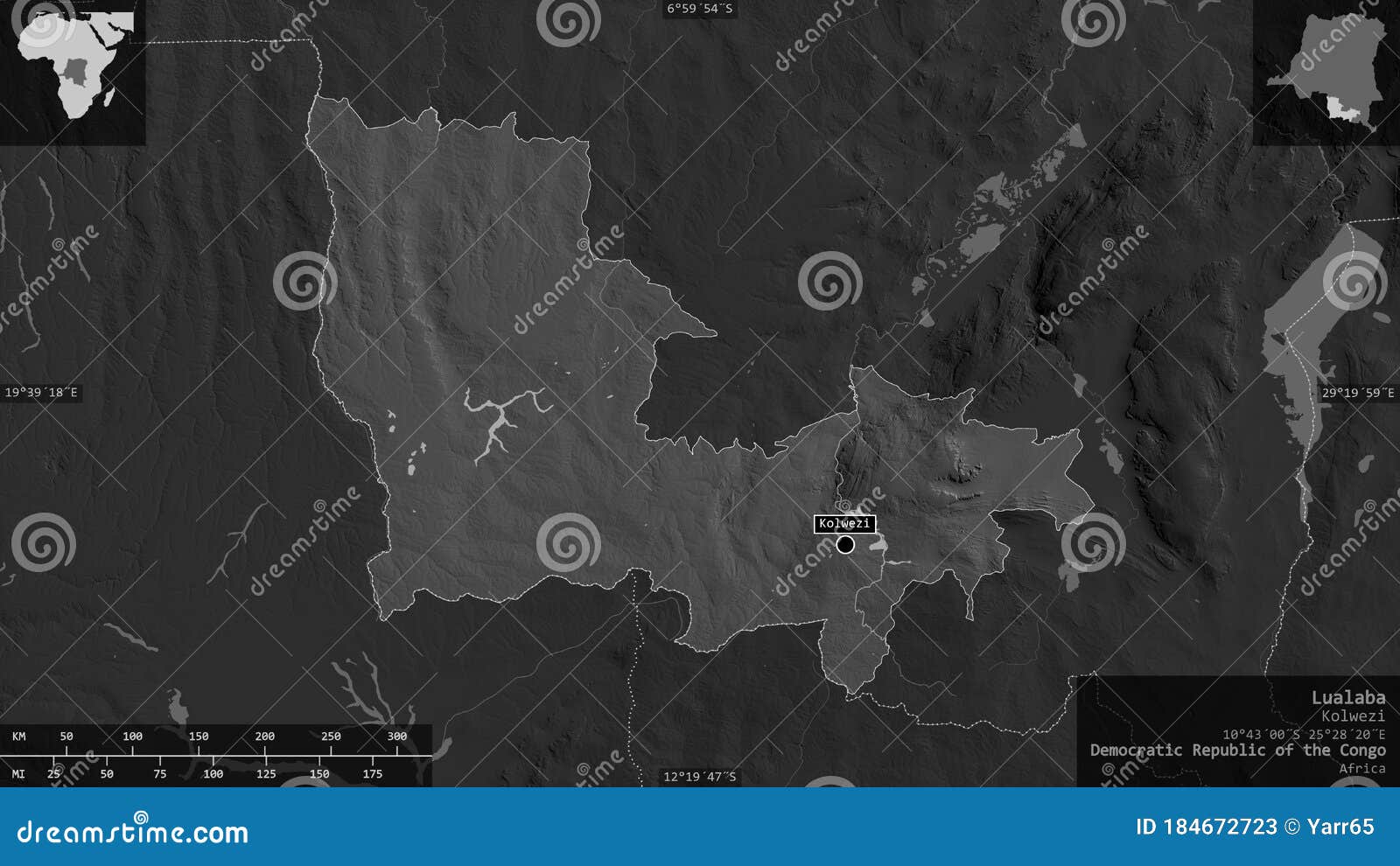 Lualaba, Democratic Republic of the Congo - Composition. Grayscale ...