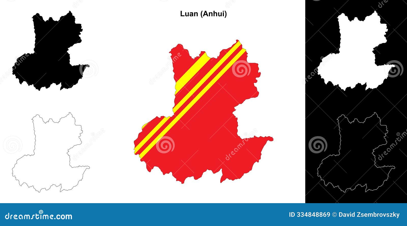 Anhui Outline Map China Province Region Shape Cartoon Vector ...