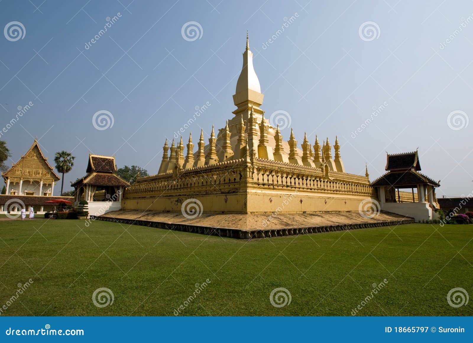 That Luang stock image. Image of pagoda, grass, architecture - 18665797