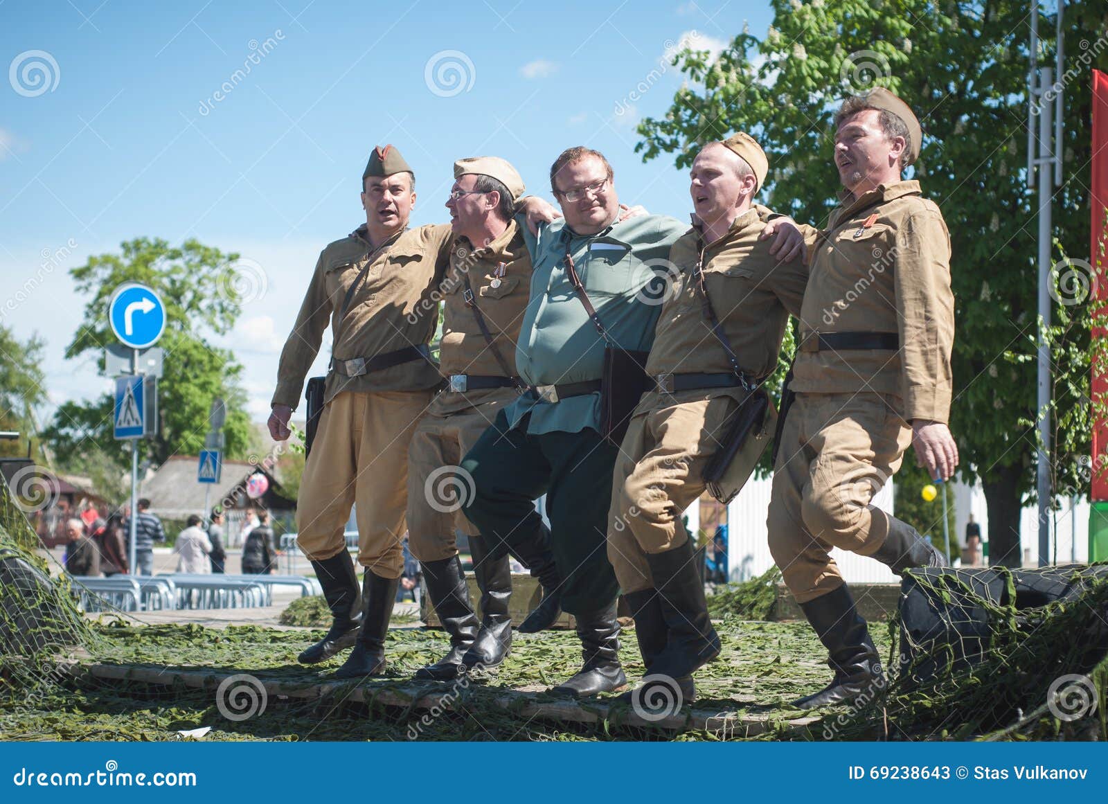 LUBAN, BELARUS - MAY 9, 2015: a Group of Men in Uniform of Soviet ...