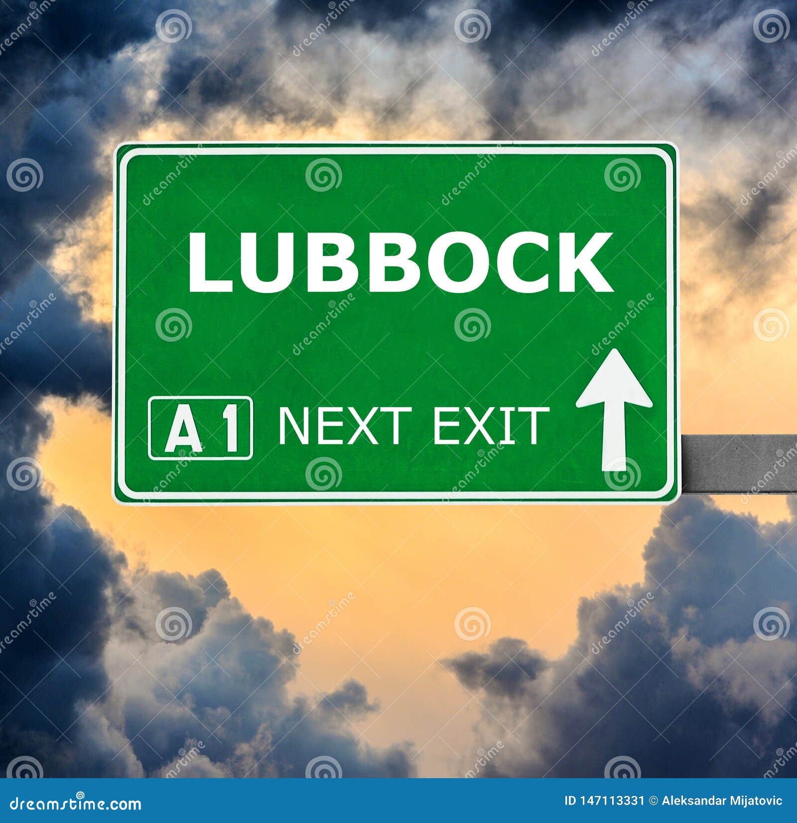 LUBBOCK Road Sign Against Clear Blue Sky Stock Image - Image of board ...