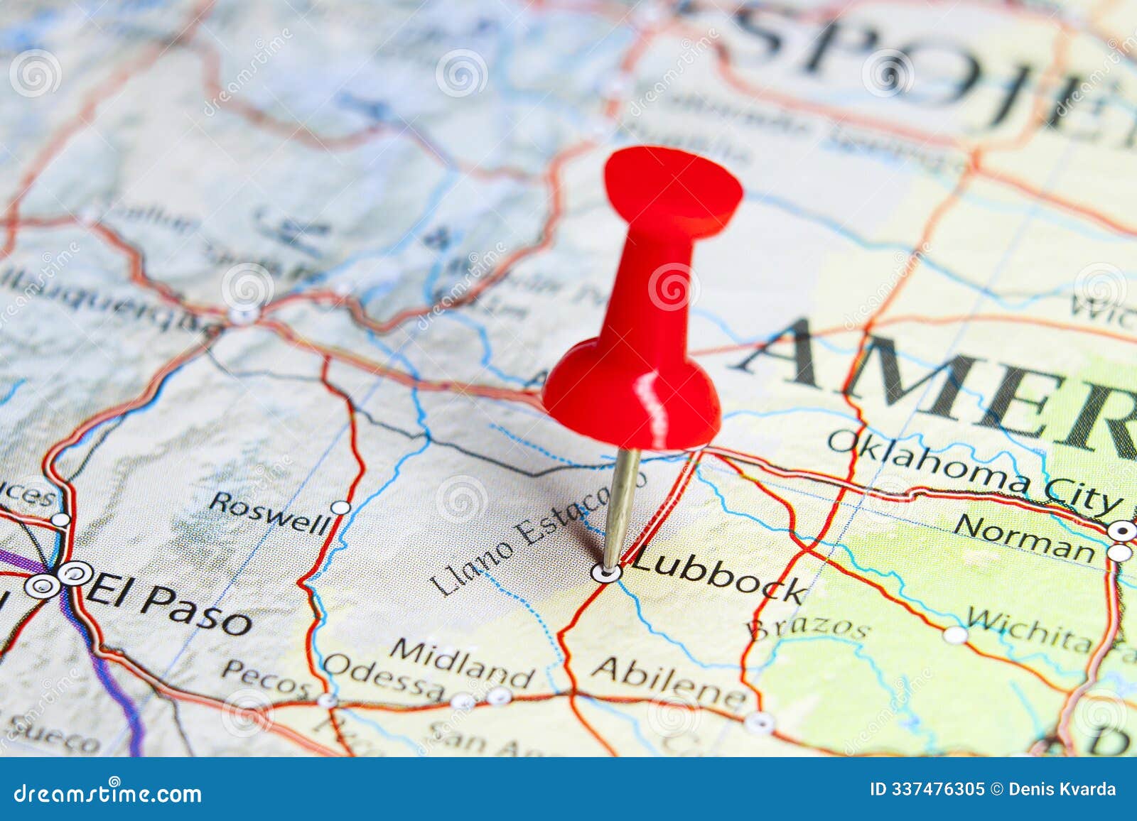 Lubbock, Texas pin on map stock image. Image of plan - 337476305