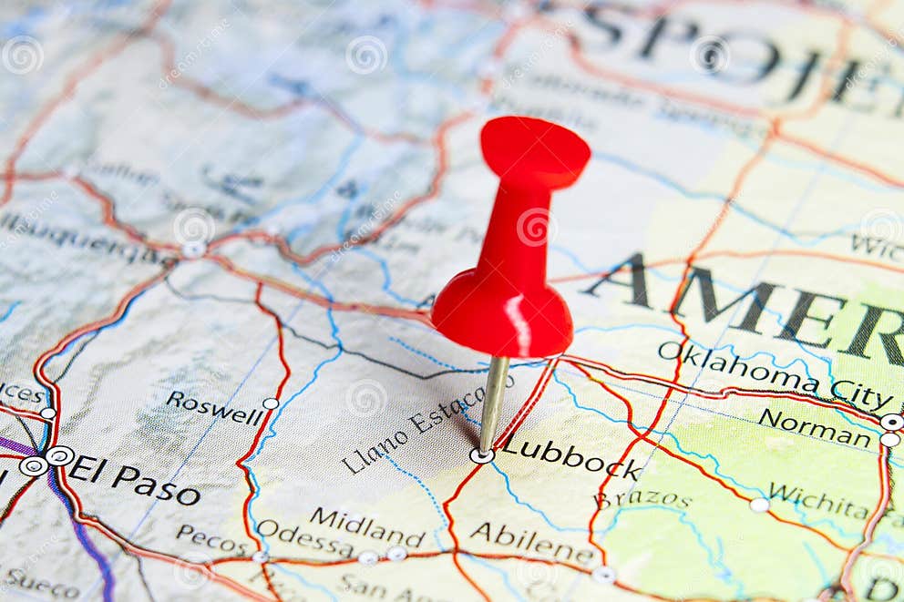 Lubbock, Texas pin on map stock image. Image of plan - 337476305