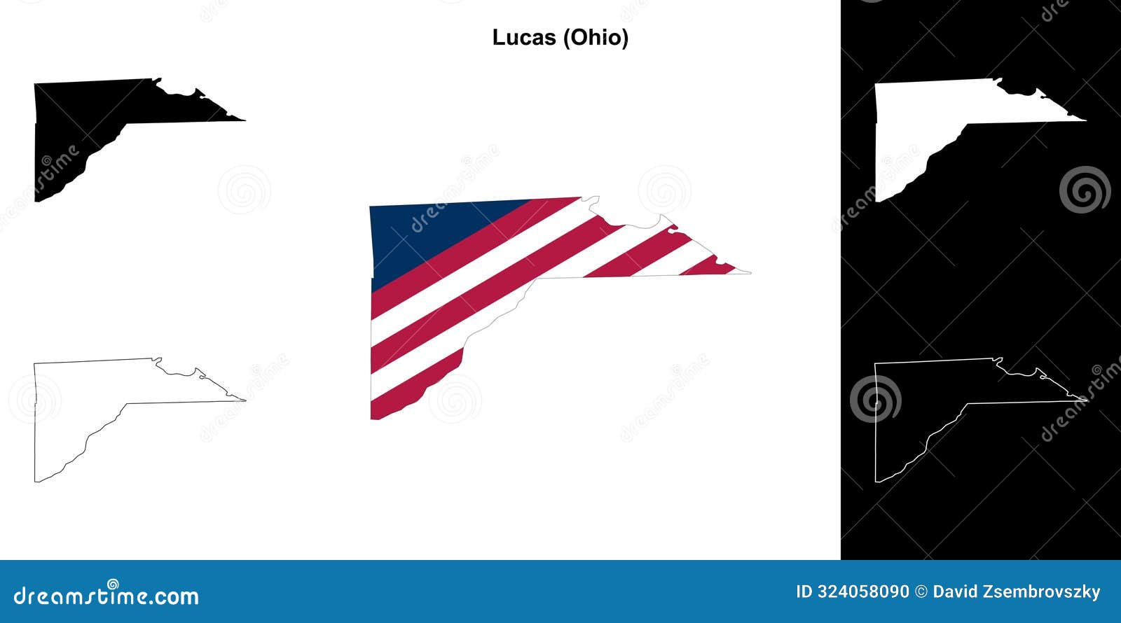 Map Of Lucas County In Ohio State On White Background. Single County ...