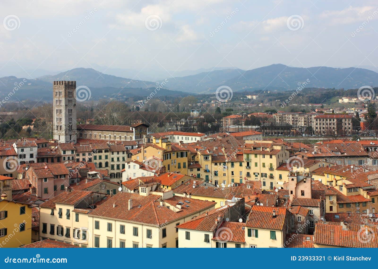 Lucca Panoramic View with Piazza Dell Anfiteatro Stock Image - Image of ...
