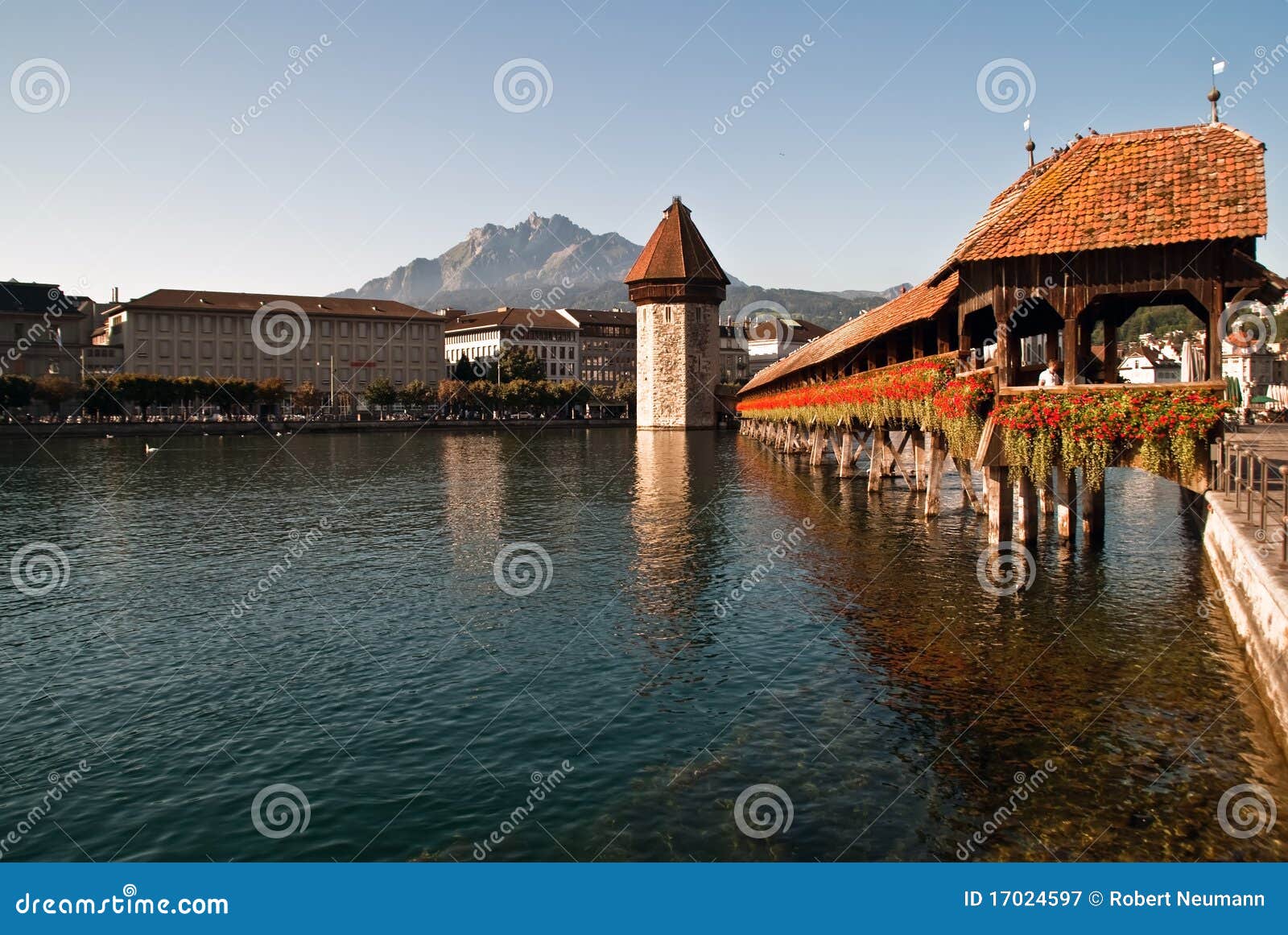 Lucerne Chapel Bridge stock image. Image of fire, wood - 17024597
