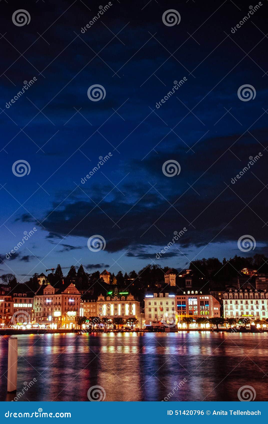 Lucerne by night editorial photo. Image of night, place - 51420796