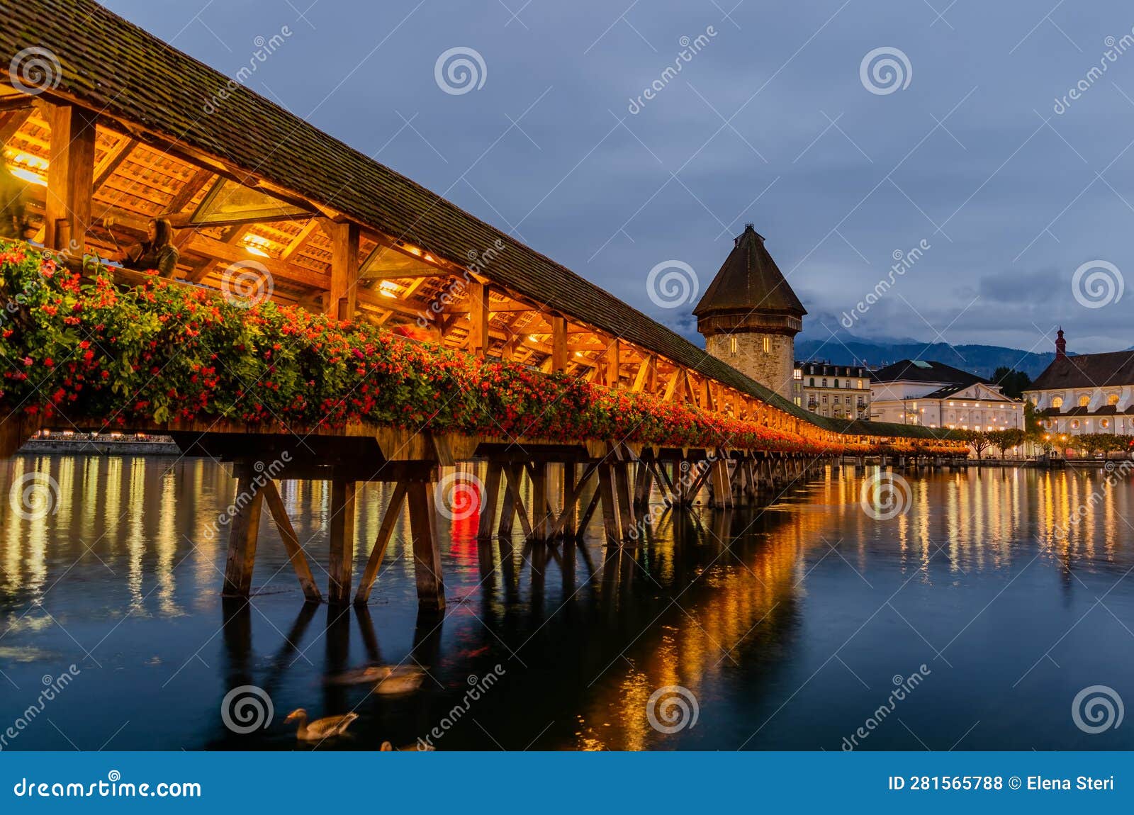 Lucerne stock photo. Image of city, evening, wooden - 281565788