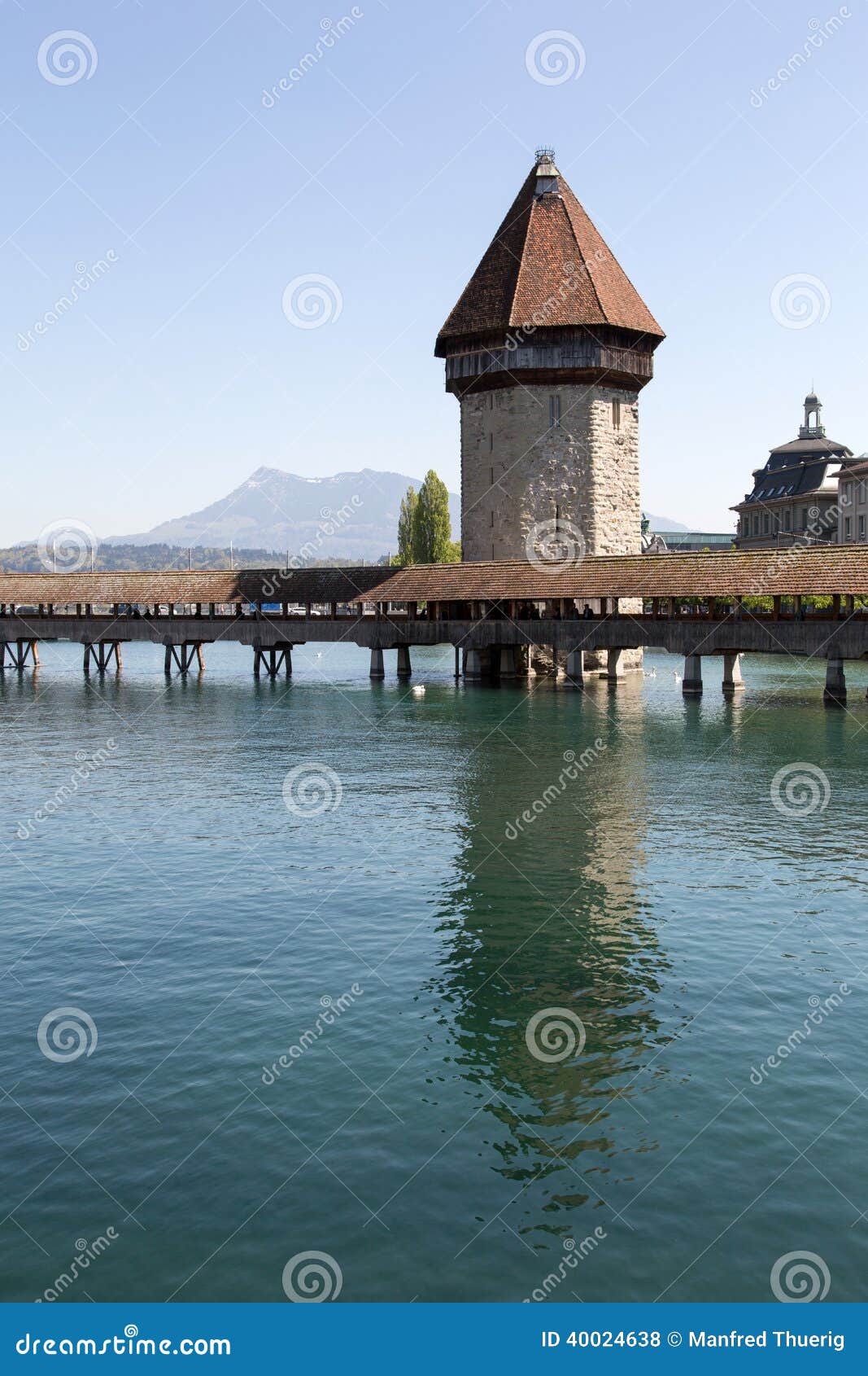 Lucerne with Water Tower and Chapel Bridge Stock Photo - Image of ...