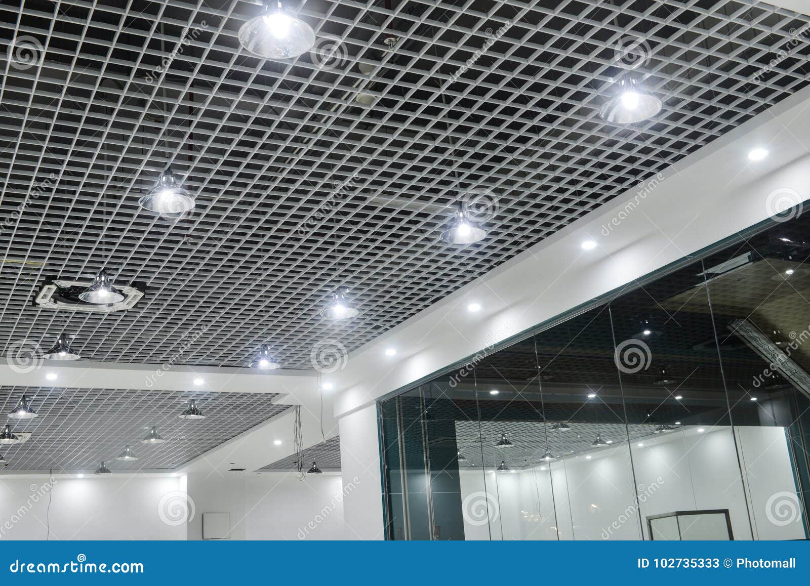 Luces De Techo Llevadas En Techo Comercial Moderno Del Edificio Imagen ...