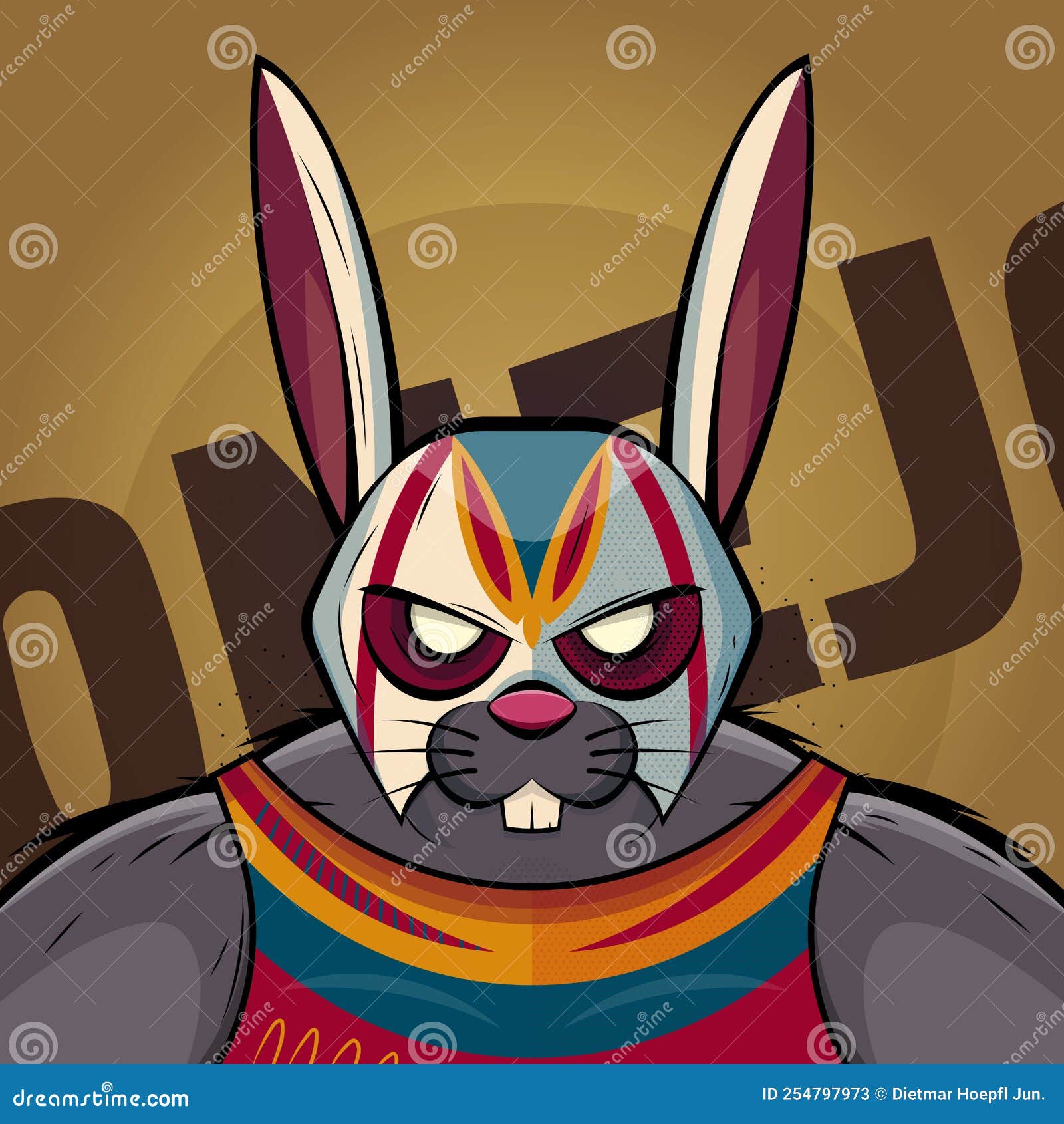 Wrestler Portrait Linocut Vector Illustration | CartoonDealer.com ...