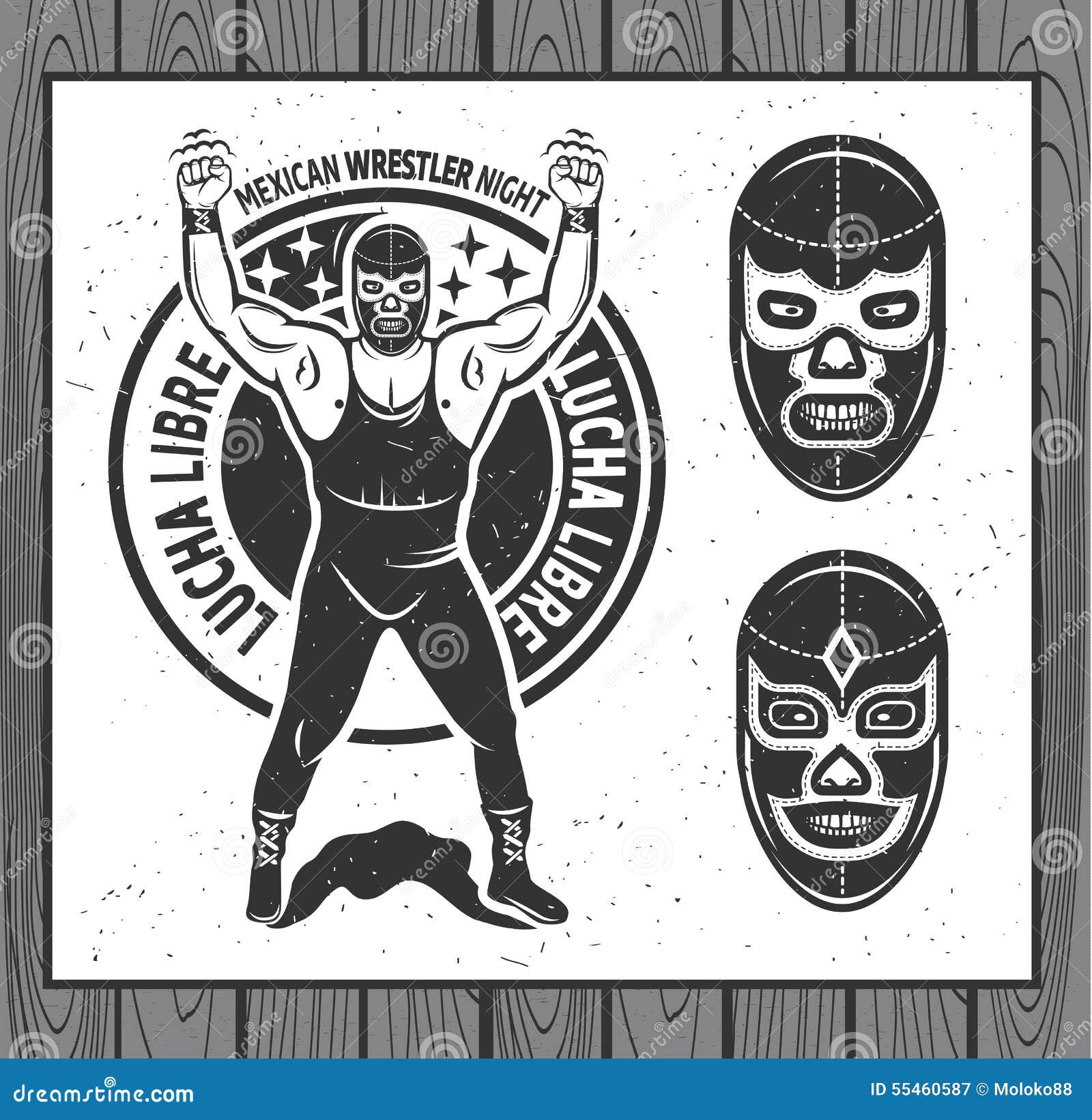 Lucha Libre ilustración del vector. Ilustración de retro - 55460587
