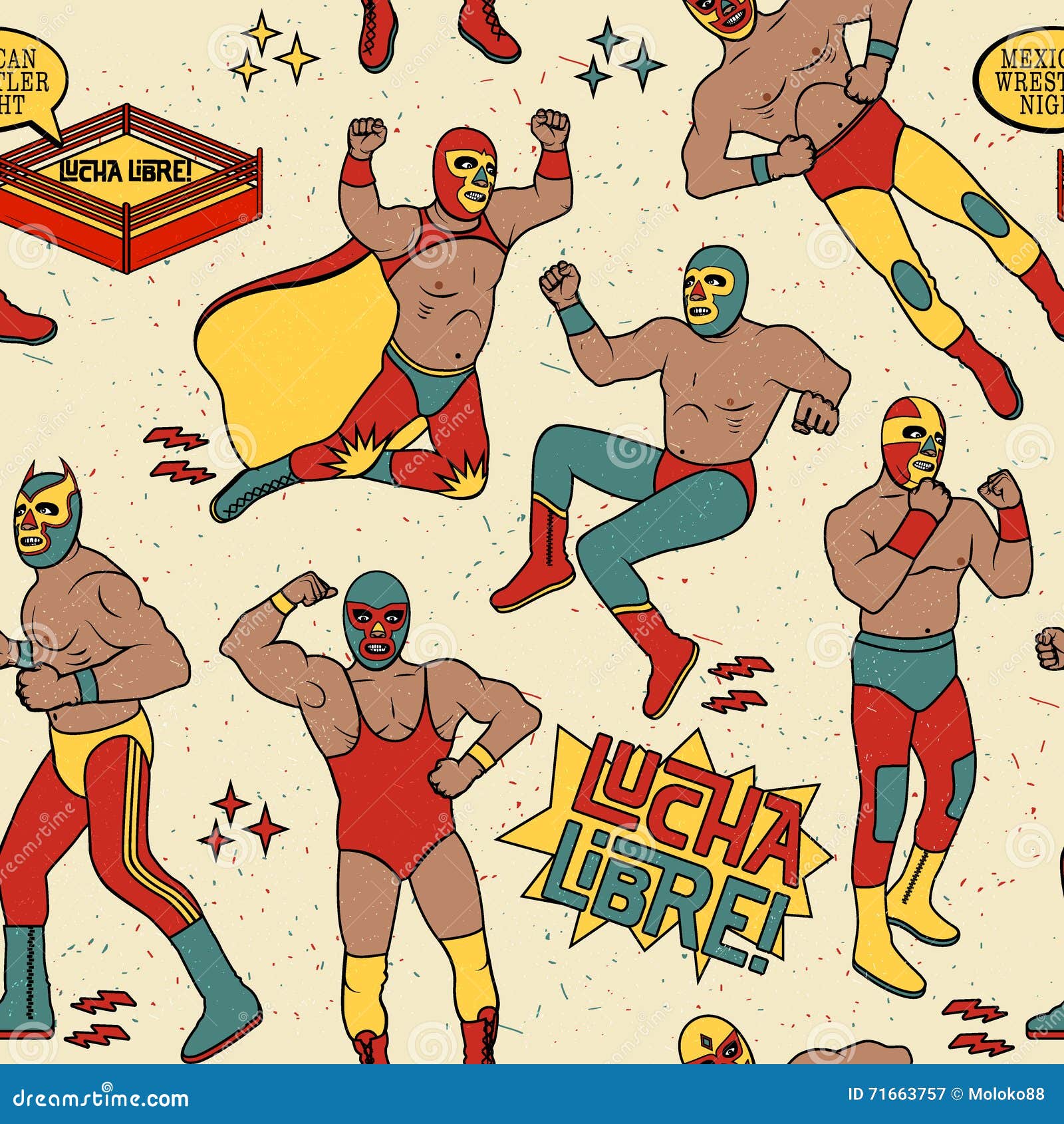 Luchadores Heroes Illustration | CartoonDealer.com #71663524
