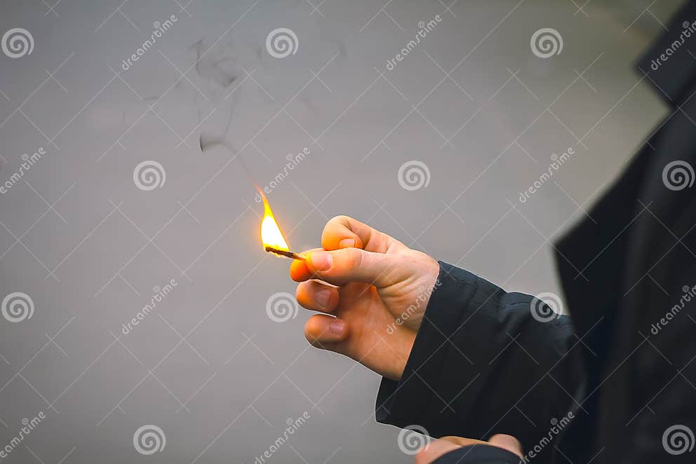 Lucifer Match with Fire in Action Stock Photo - Image of estaque, cream ...