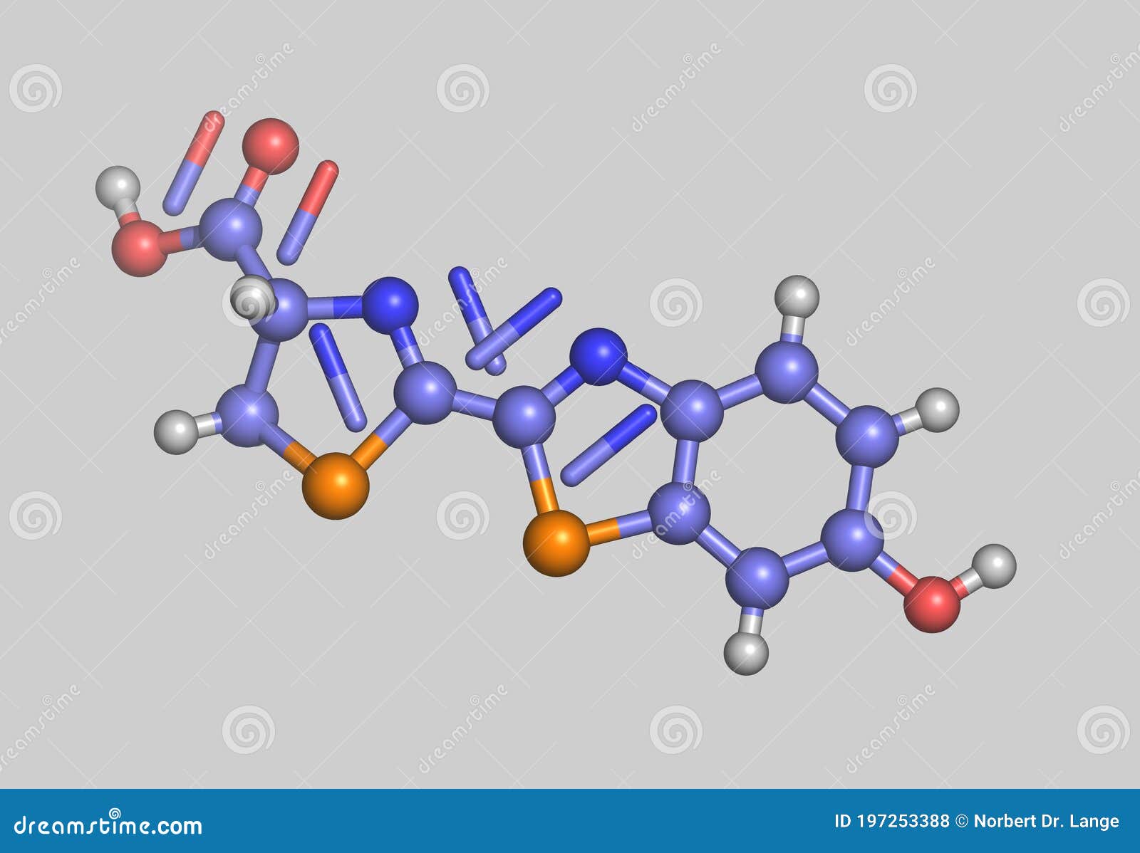 Luciferin molecular model stock illustration. Illustration of atoms ...