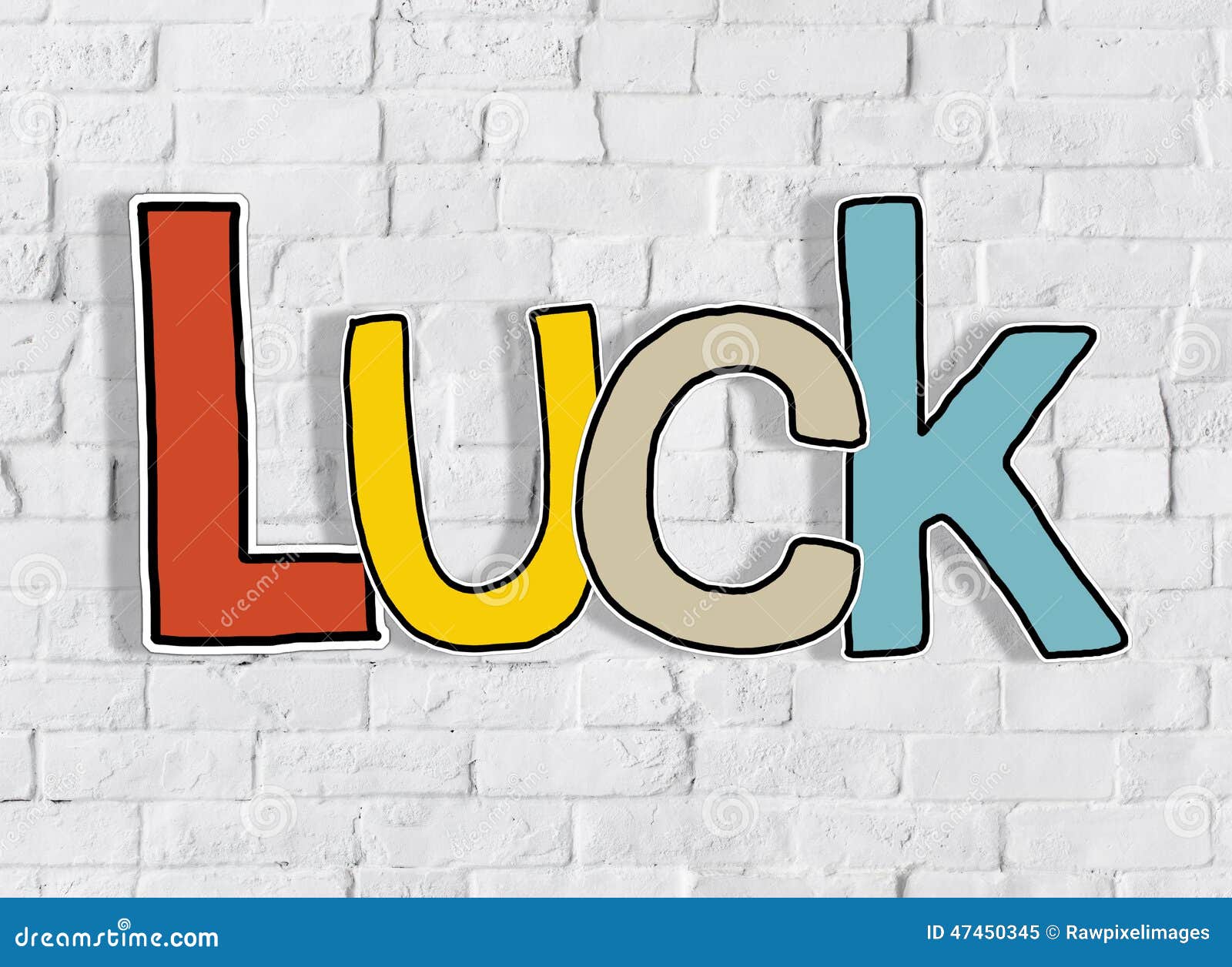 Luck Brick Wall Text Background Clean Concept Stock Image - Image of ...