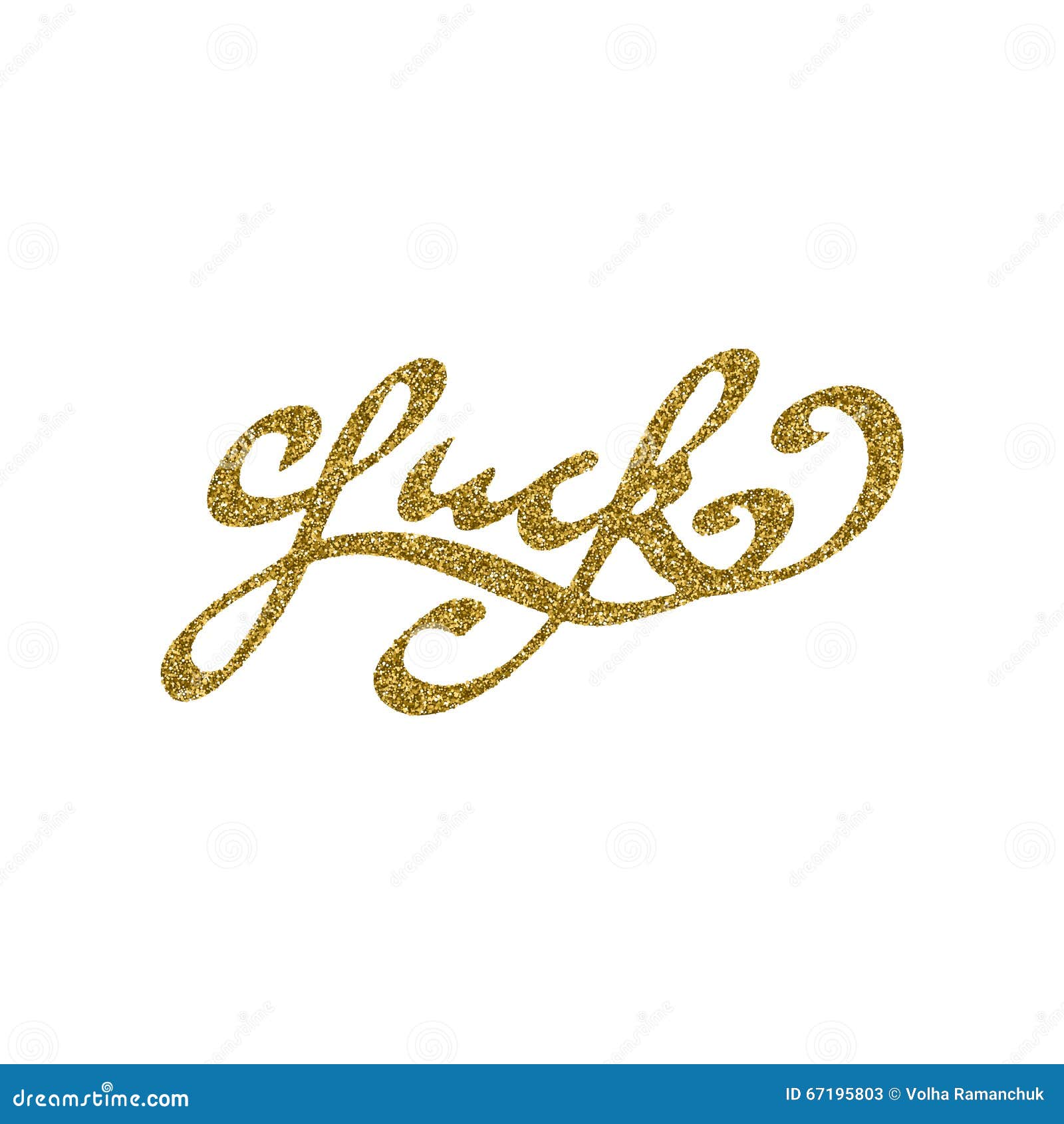 Luck - Hand Drawn Lettering with Gold Glitter Texture Stock Vector ...