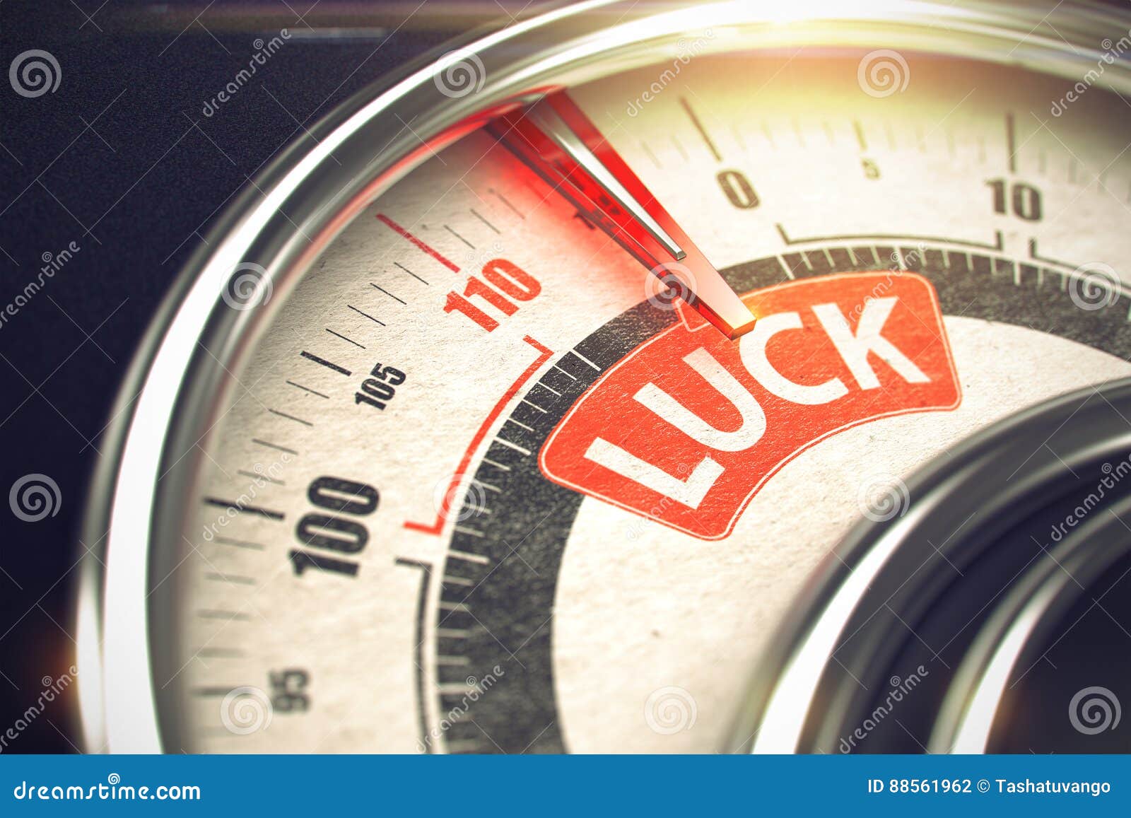 Luck - Text on the Conceptual Scale with Red Needle. 3D. Stock ...