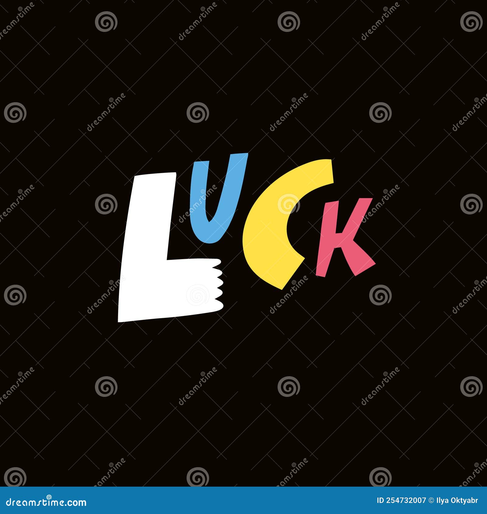 Luck Text Word. Hand Drawn Modern Typography Lettering Stock Vector ...