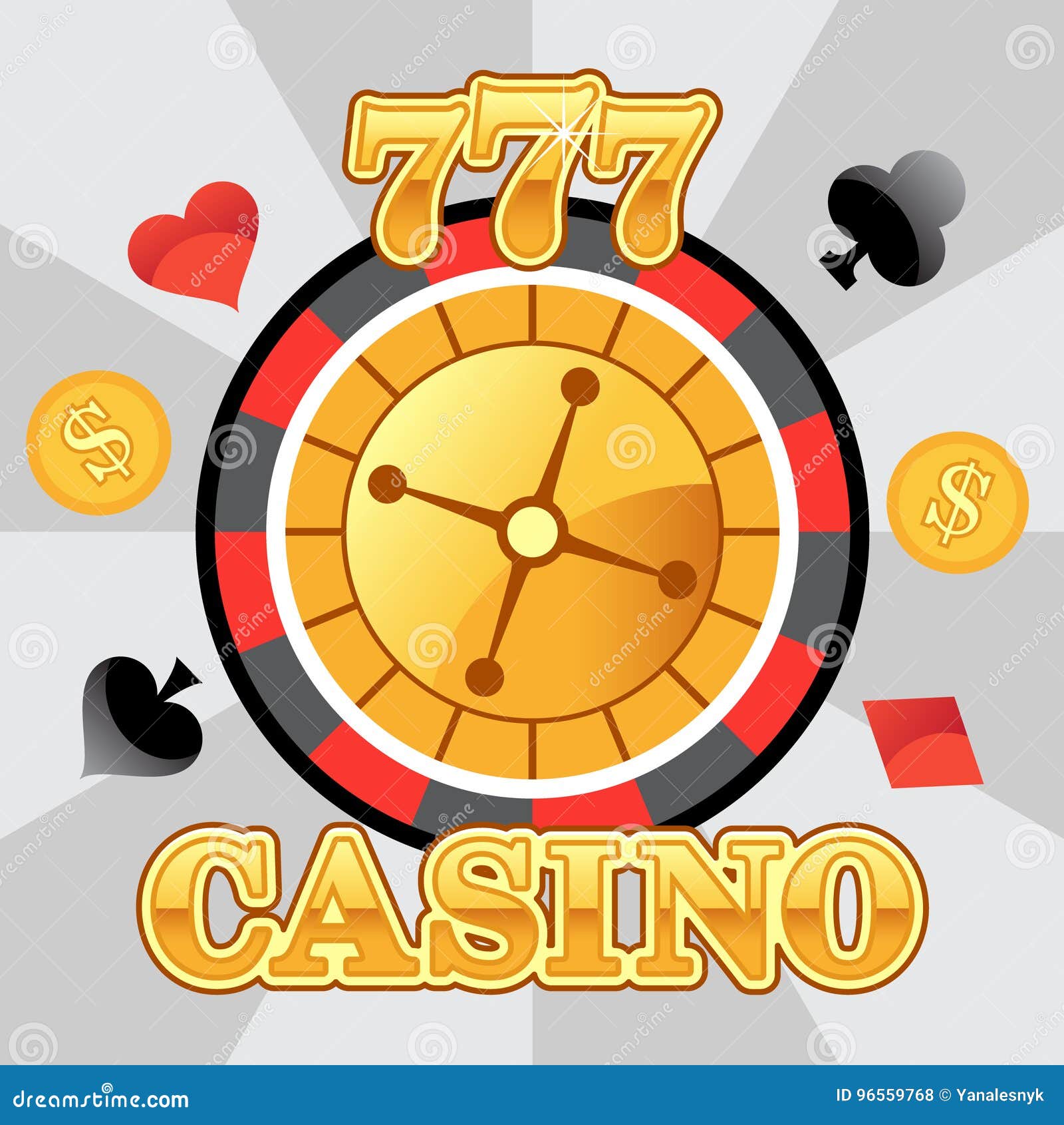 777 Lucky Casino Roulette Emblem, Flat Vector Illustration Stock Vector ...