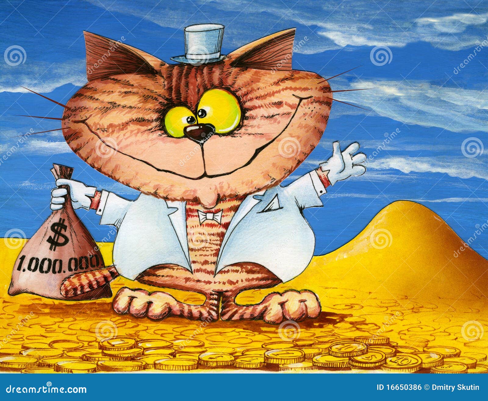 Lucky Cat with a Bag of Money Stock Illustration - Illustration of ...