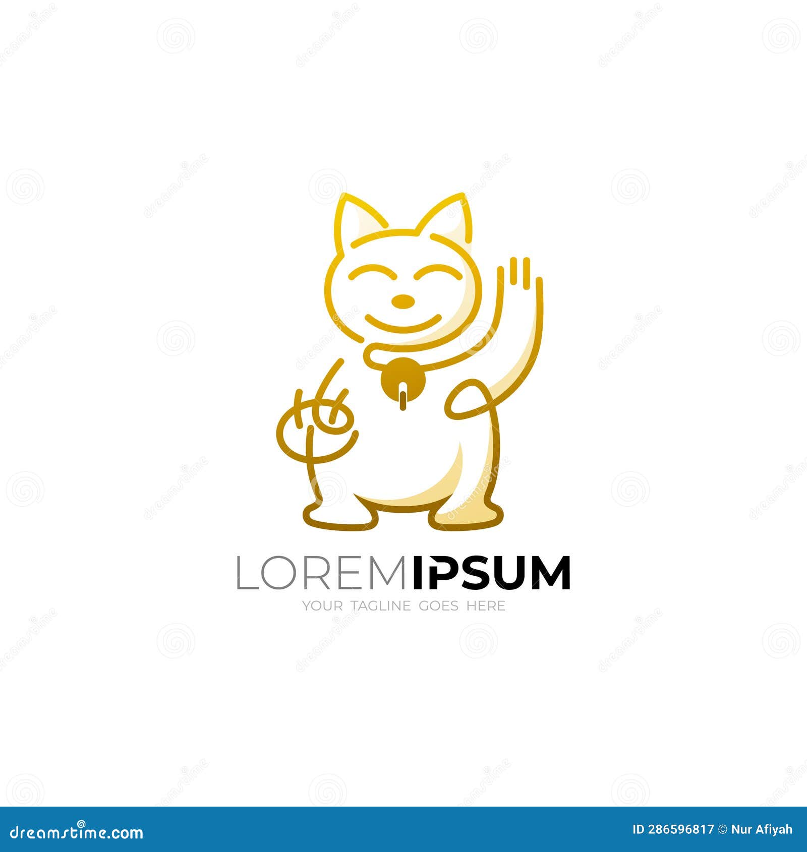 Lucky Cat Logo, Simple Cat Logos, Chinese Icon Template Stock Vector ...